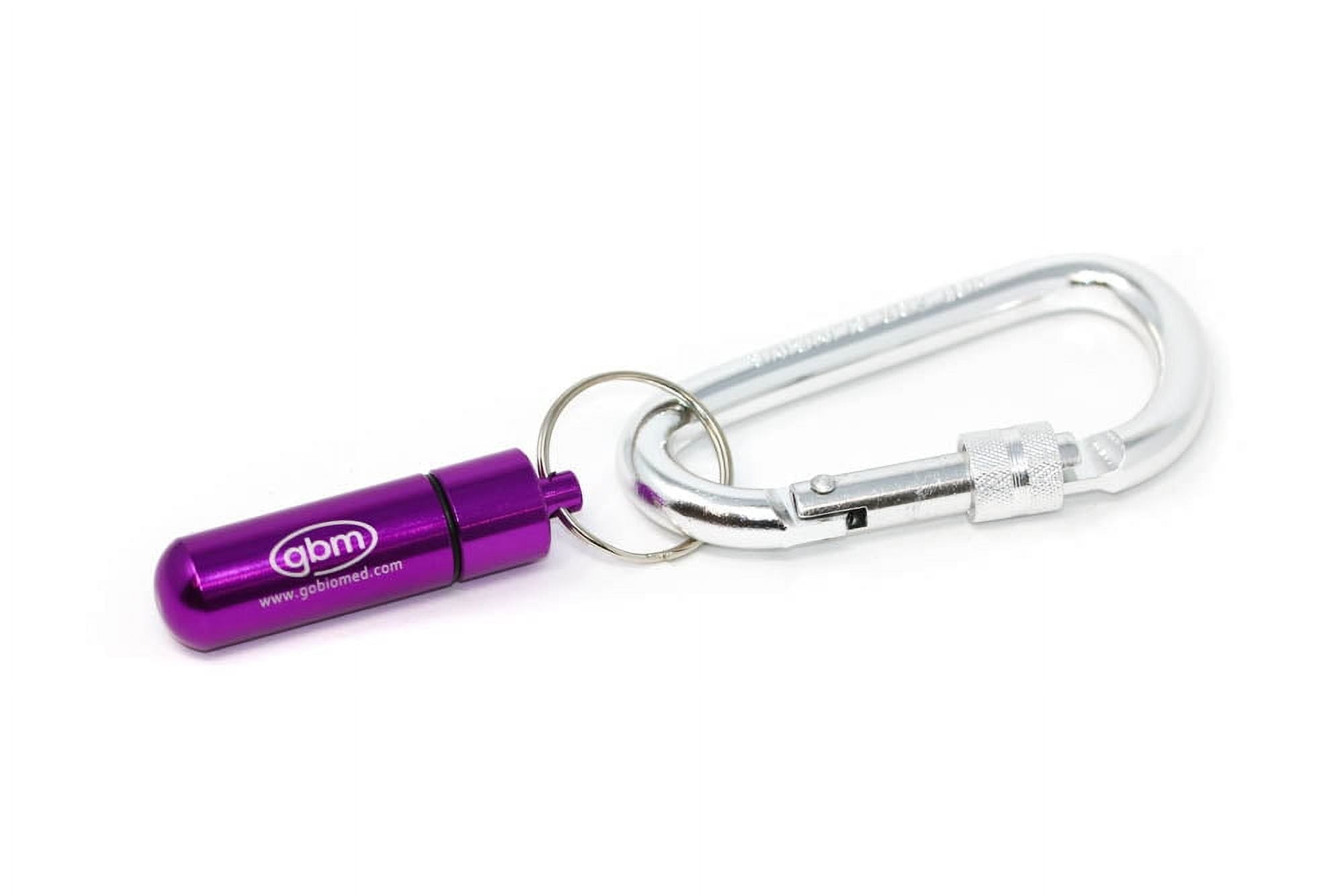 GBM Med Secure Pill Keychain with Locking Carabiner | Purple - Walmart.com
