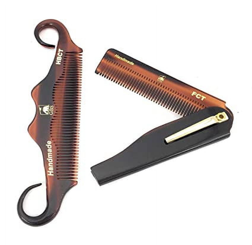 GBS Grooming Fine Tooth Handmade Foldable Hair & Mustache Comb 2 Count ...