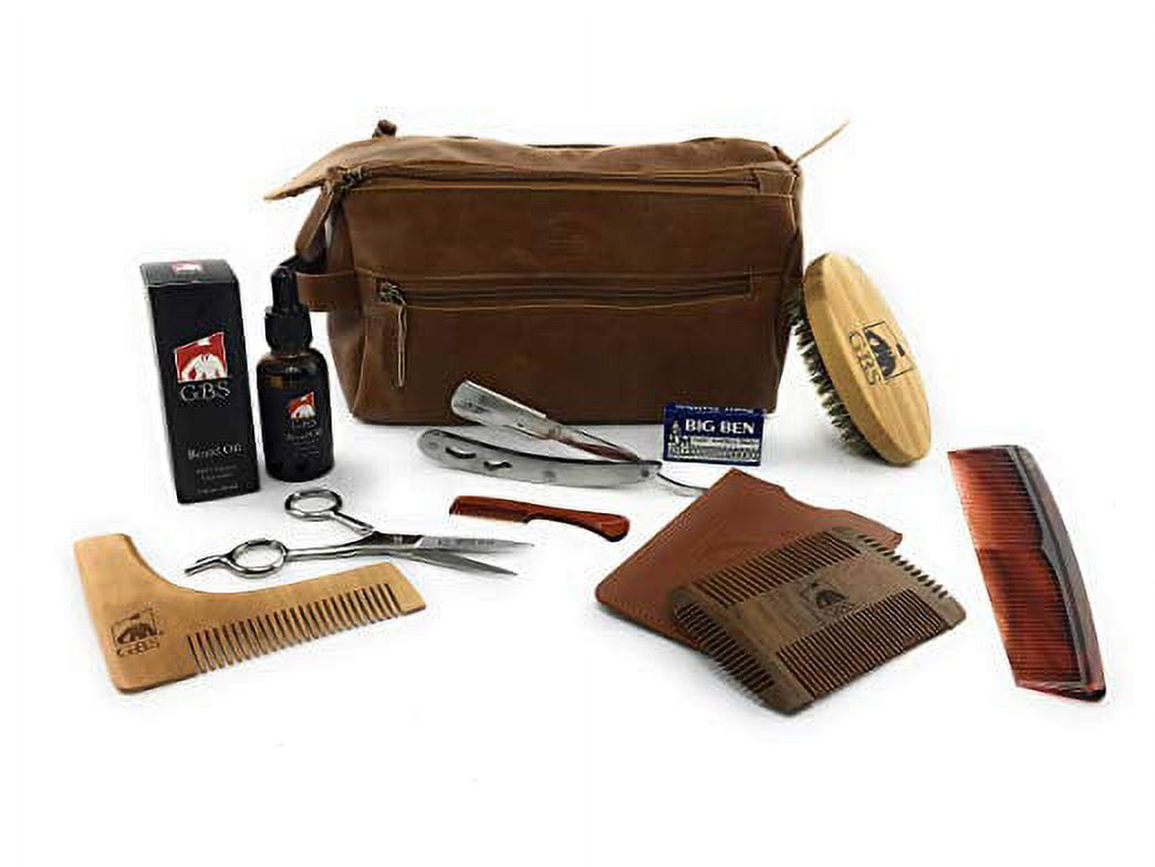 GBS Men's Deluxe Beard Grooming Gift Set - Travel Bag, Barber Shavette ...