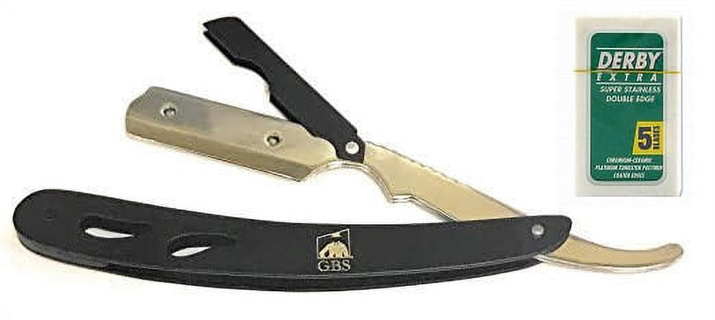 GBS Shavette Razor, Black Chrome Finish, Safety Lock, Includes Double ...