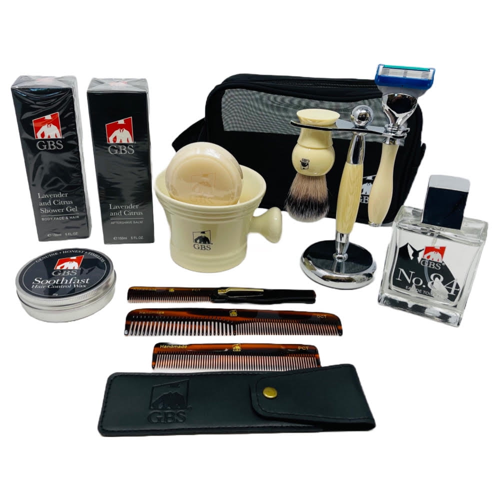 GBS Ultimate Grooming Set for Men! Includes Ivory Shave Brush, Brush ...