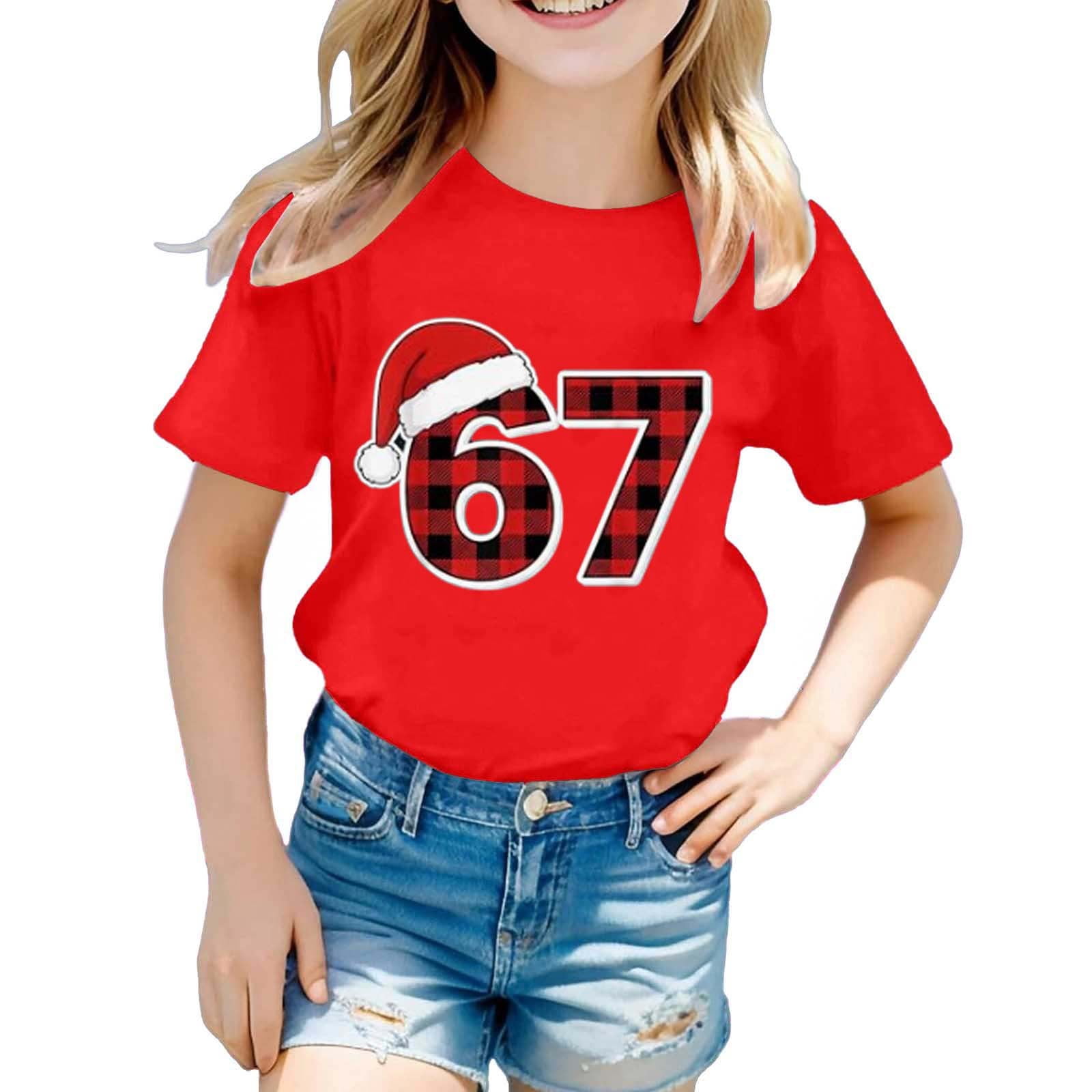 GBSYEWXS Child Girls T-Shirts Size 10-11 Years Crew Neck Short Sleeve ...