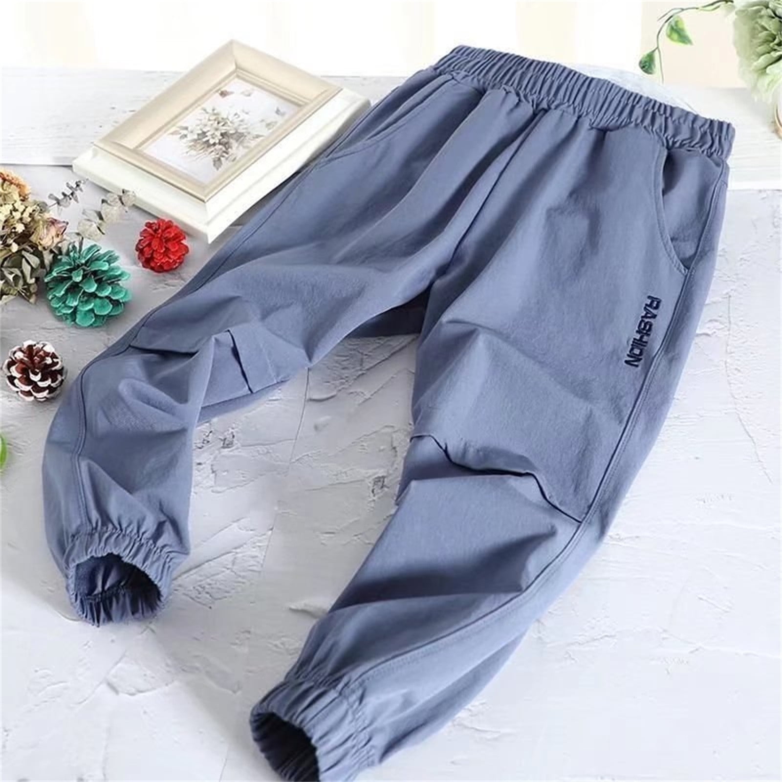 GBSYEWXS Child Little Boys Trousers Athletics Breathable Elastic Waist ...