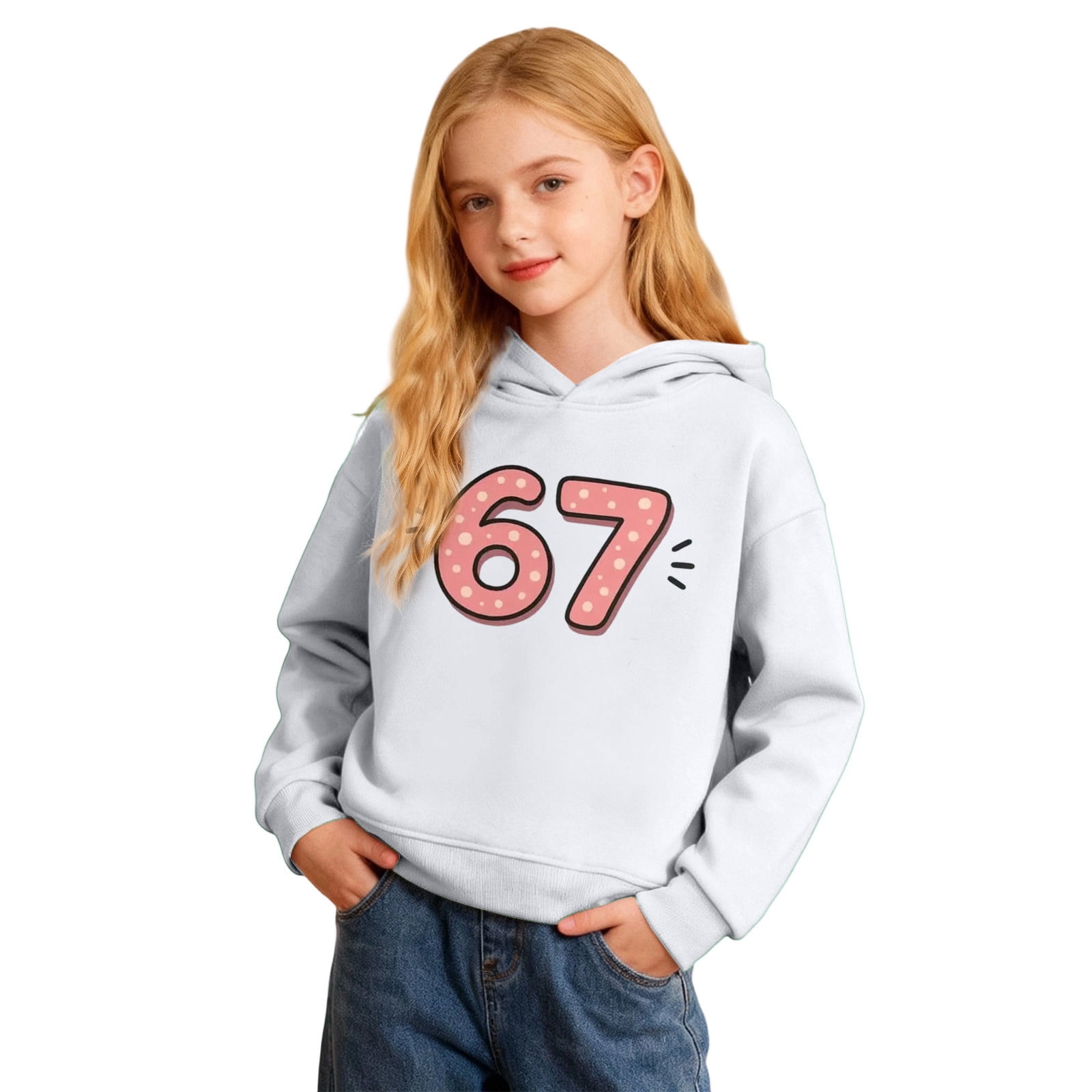 GBSYEWXS Child Little Girls Sweatshirt Hooded Long Sleeve Number Print ...