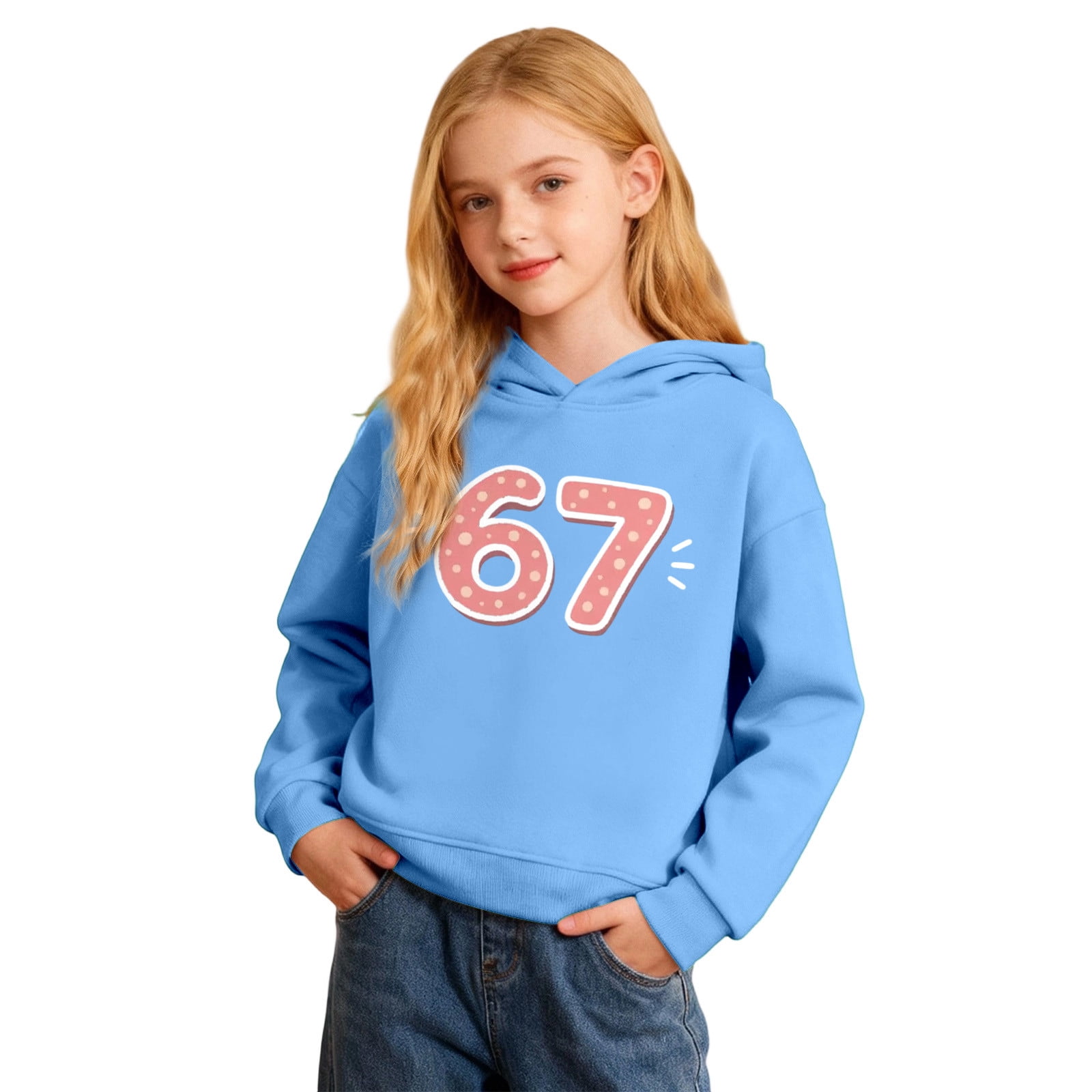 GBSYEWXS Child Little Girls Sweatshirt Hooded Long Sleeve Number Print ...
