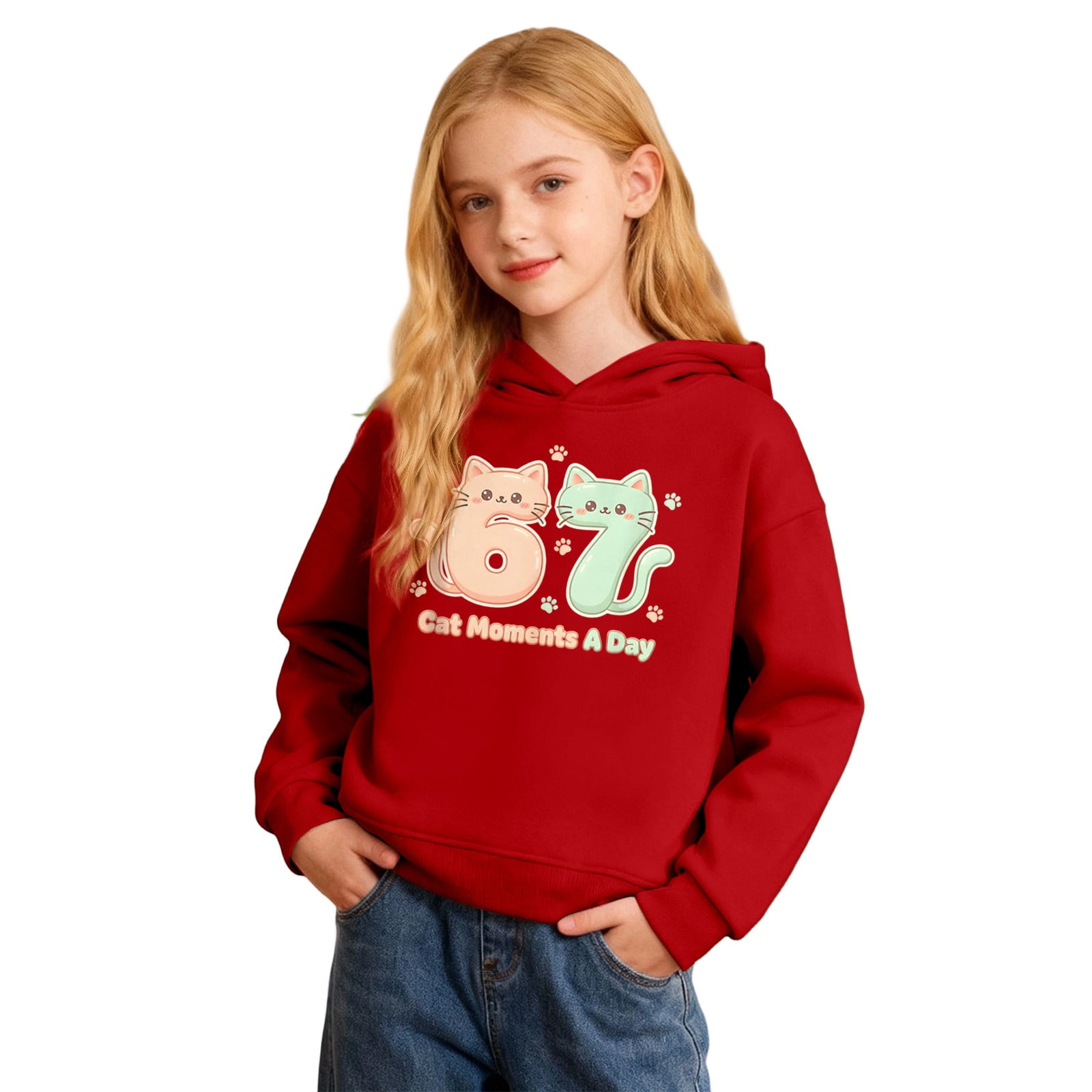GBSYEWXS Child Little Girls Sweatshirt Hooded Long Sleeve Pencil Print ...