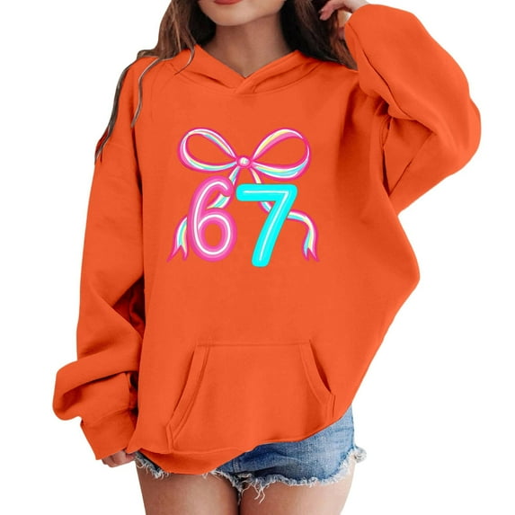 GBSYEWXS Child Little Girls Tops Hooded Long Sleeve Number Print Daily ...