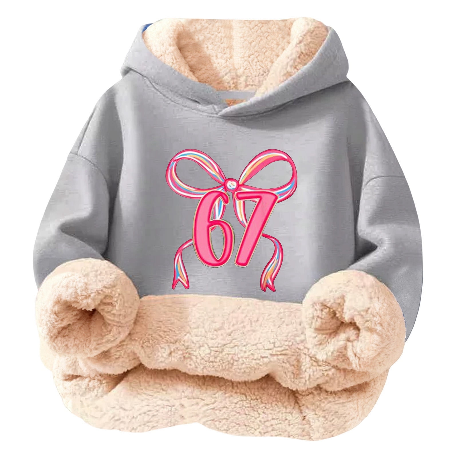 GBSYEWXS Child Little Girls Tops Hooded Long Sleeve Number Print Fleece ...