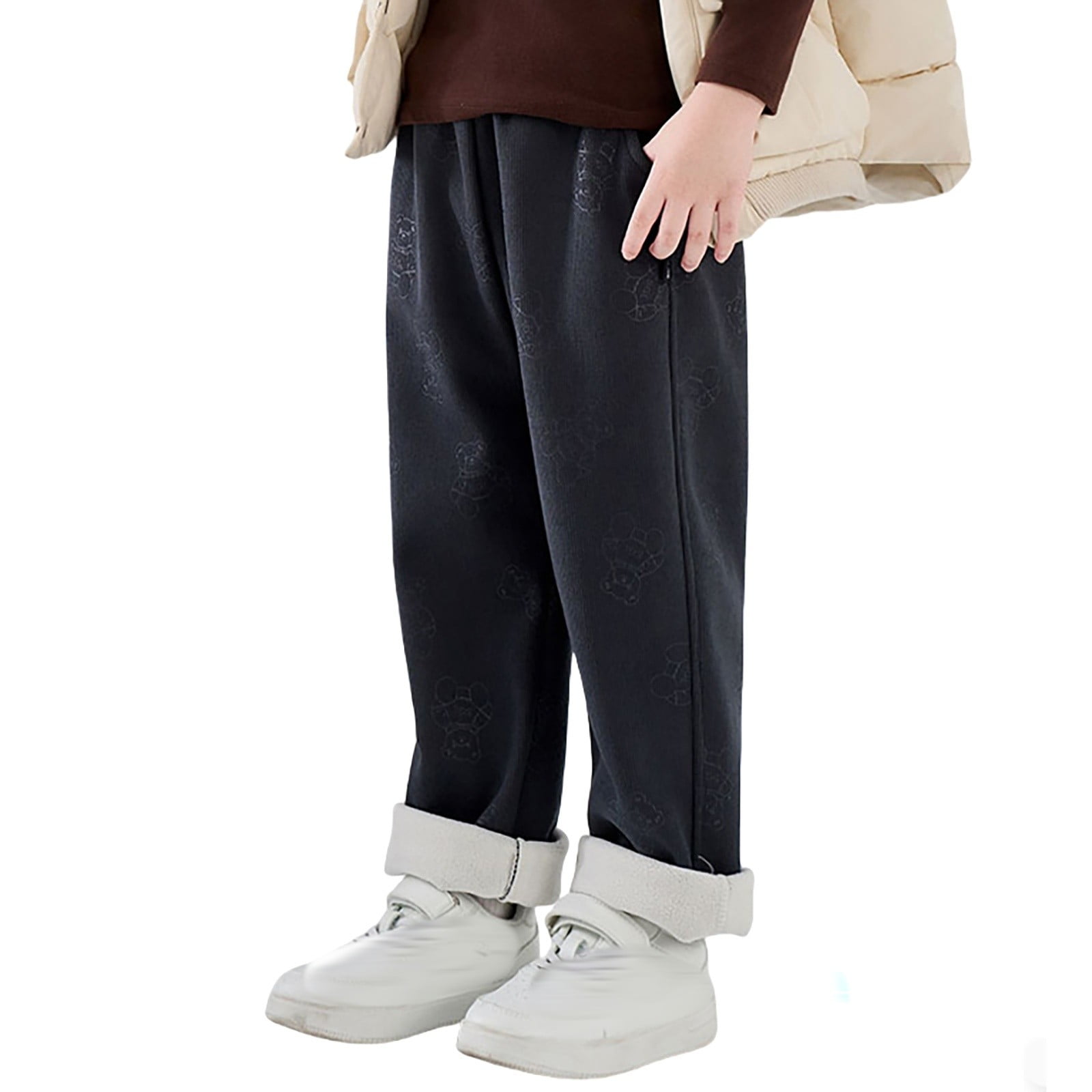 GBSYEWXS Child Pant For Little Girls Fall Thick Wide-Leg Navy Pants ...