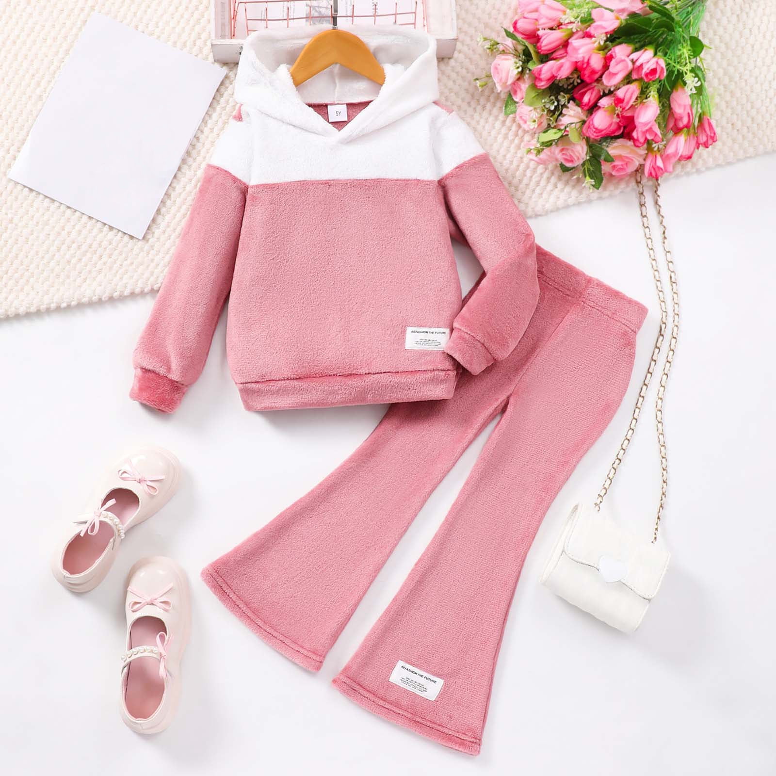GBSYEWXS Children Girls Outfits Sets Comfortable Color Block Long ...