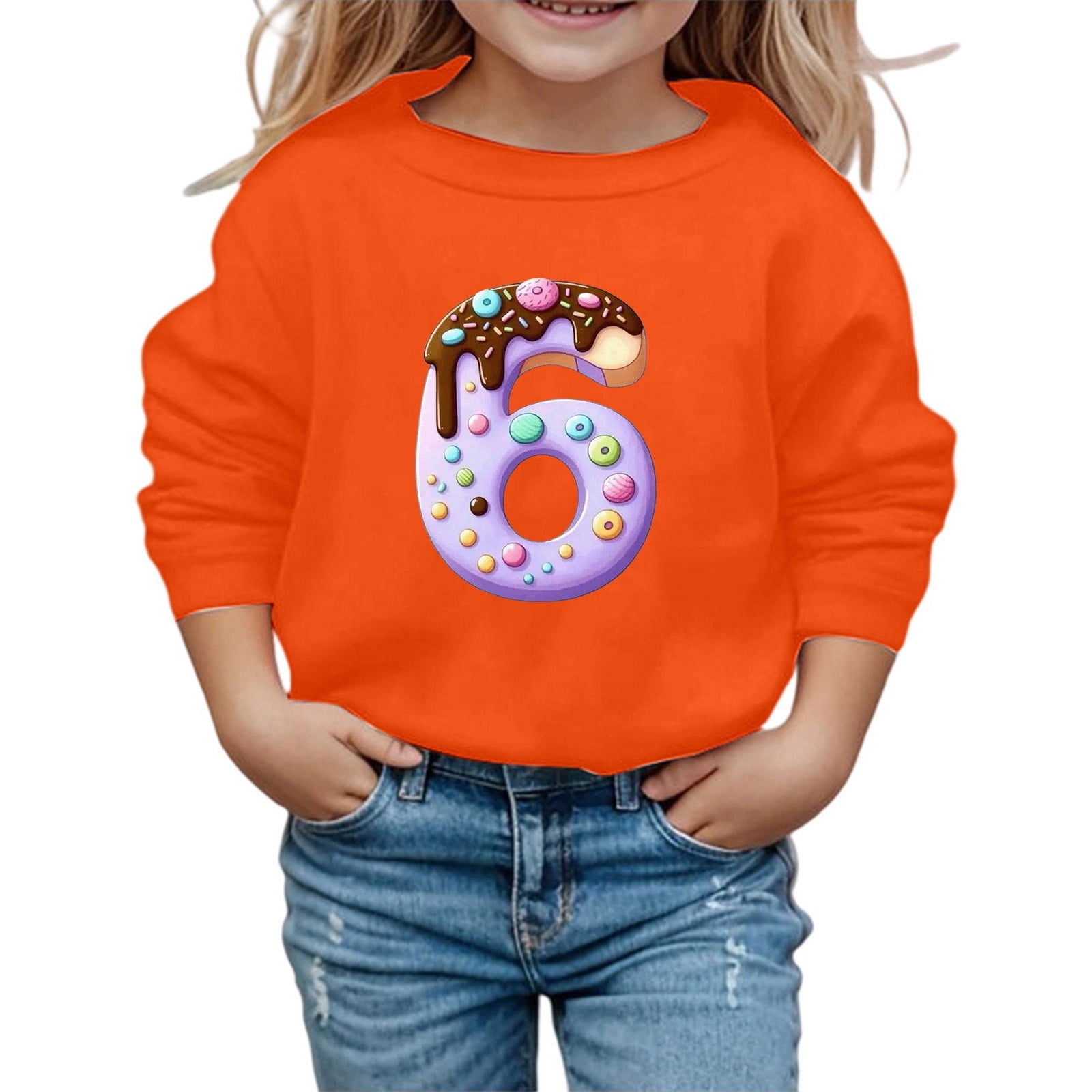 GBSYEWXS Children Girls Sweatshirt Crew Neck Long Sleeve Number Print ...