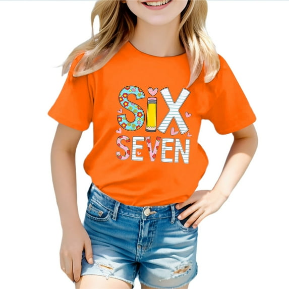 GBSYEWXS Children Girls Tops Size 8-9 Years Crew Neck Short Sleeve Tee ...