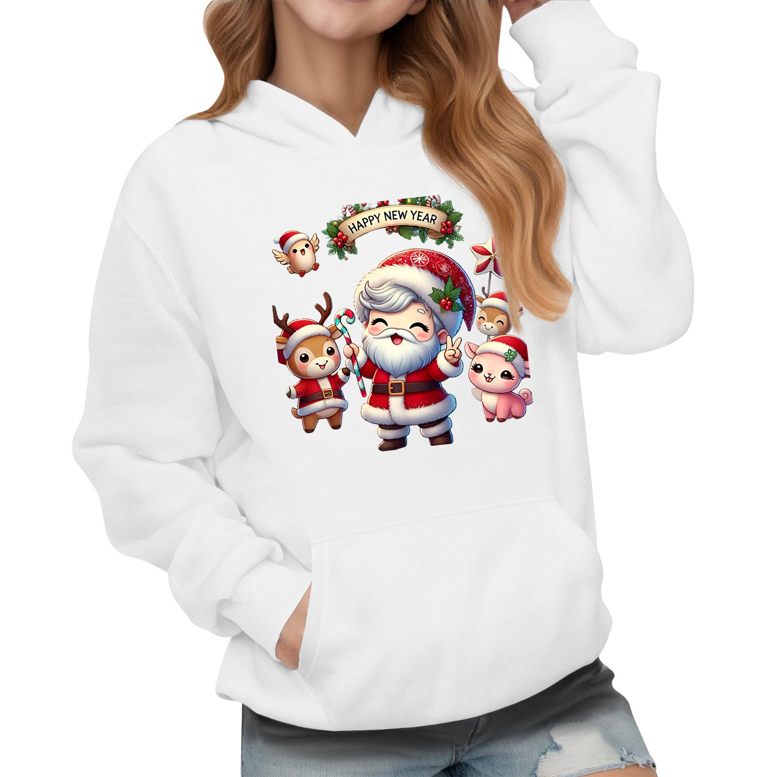 GBSYEWXS Christmas Child Hoodie For Little Girls Long Sleeve Santa ...