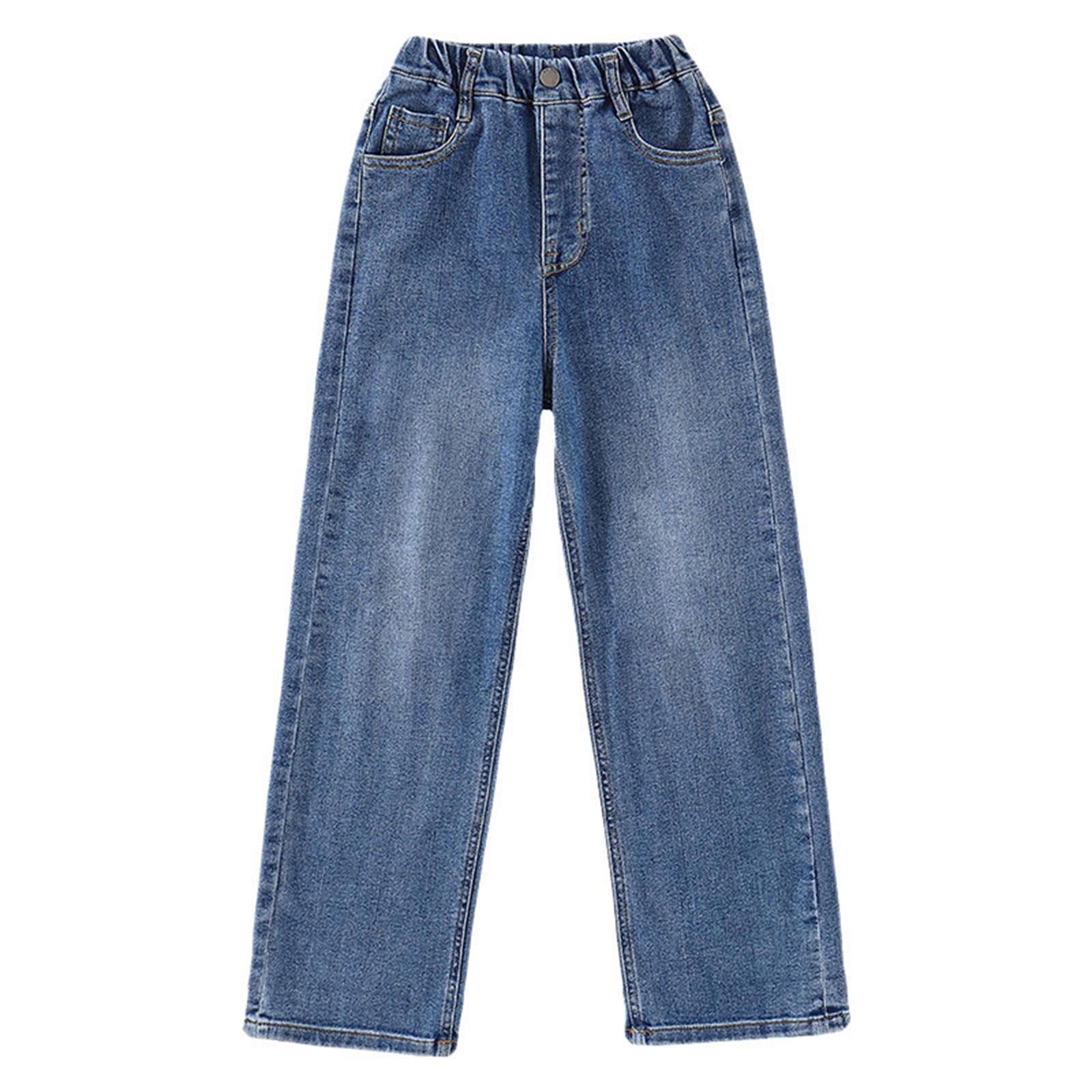 GBSYEWXS Kids Girls Jeans Size 6-7 Years Fashion High Waist Wide Leg ...