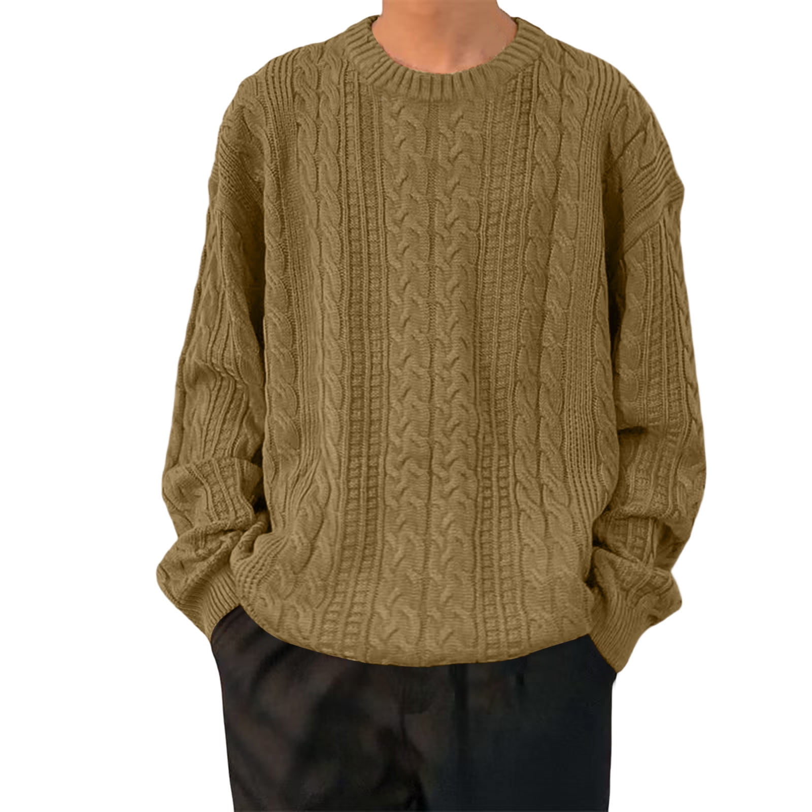 GBSYEWXS Men Pullover Sweaters Long Sleeve Pullover Casual Solid Color ...