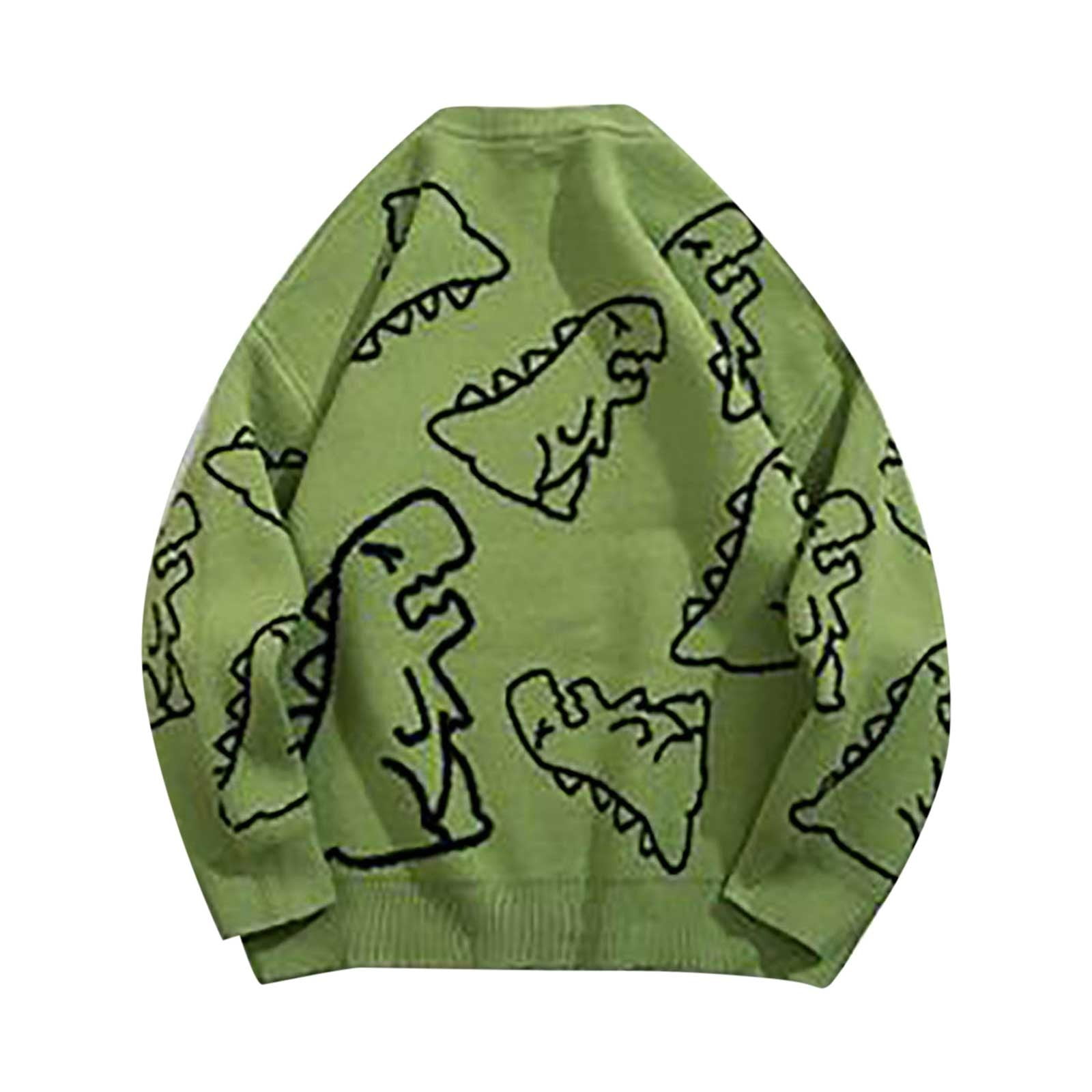 GBSYEWXS Men Pullover Sweaters Long Sleeve Pullover Stretch Dinosaur ...