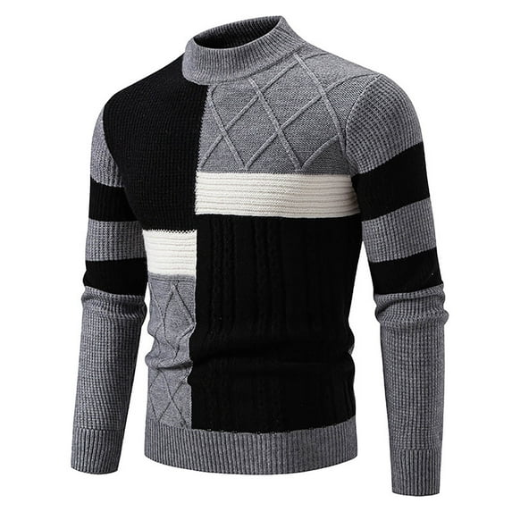 GBSYEWXS Men Pullover Sweaters Long Sleeve Pullover Trendy Color Block ...