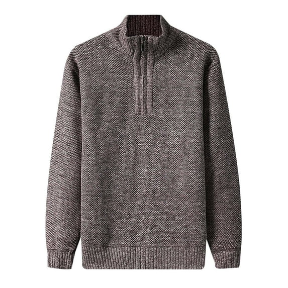 GBSYEWXS Men Pullover Sweaters Warm Long Sleeve Collared Zip-Up Solid ...