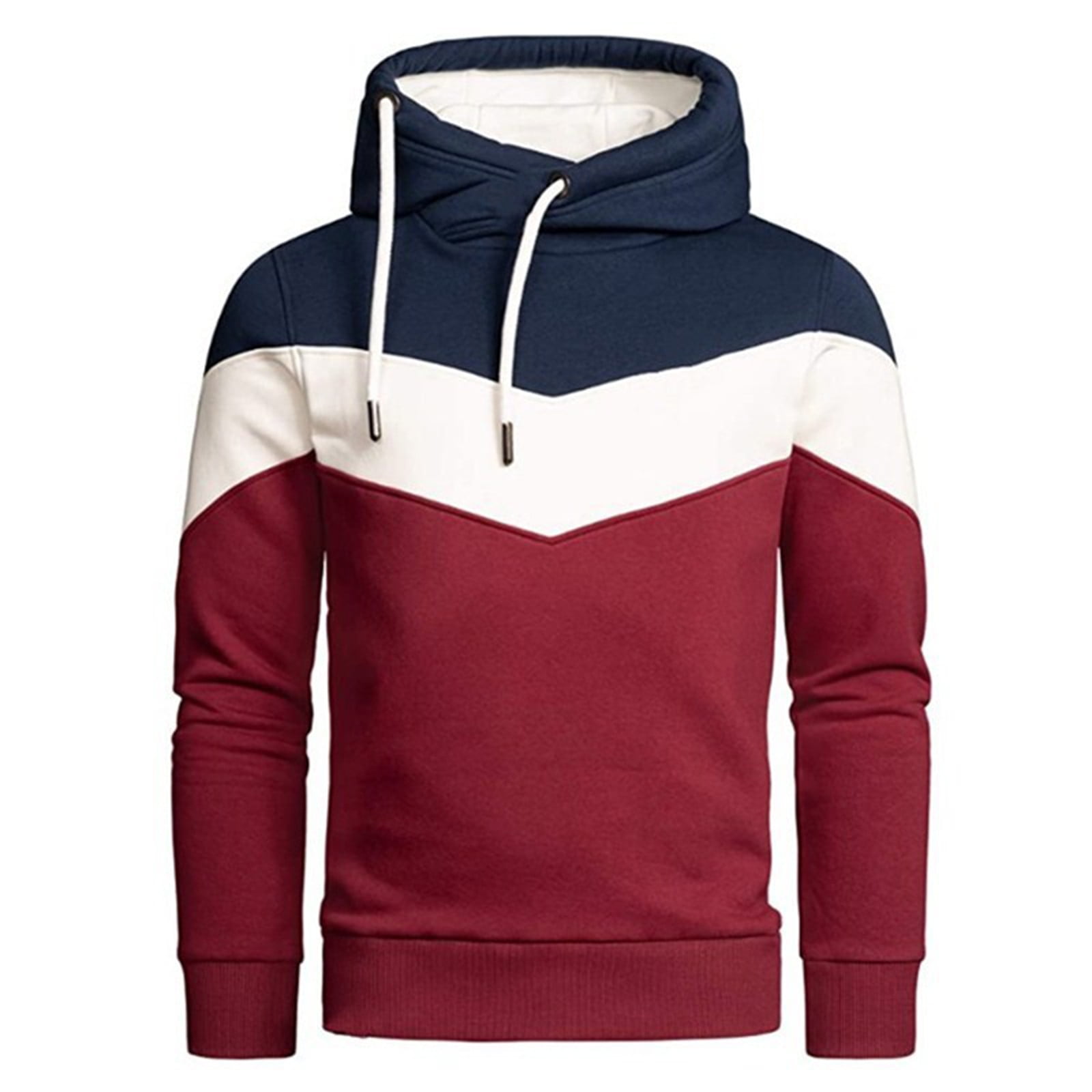 GBSYEWXS Men Sweatshirts Long Sleeve Hooded Tops Breathable Color Block ...