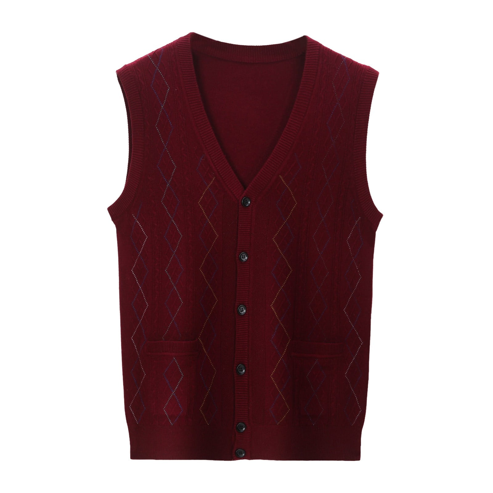 GBSYEWXS Men Vest Sweaters Autumn Sleeveless V-Neck Cardigan Solid ...