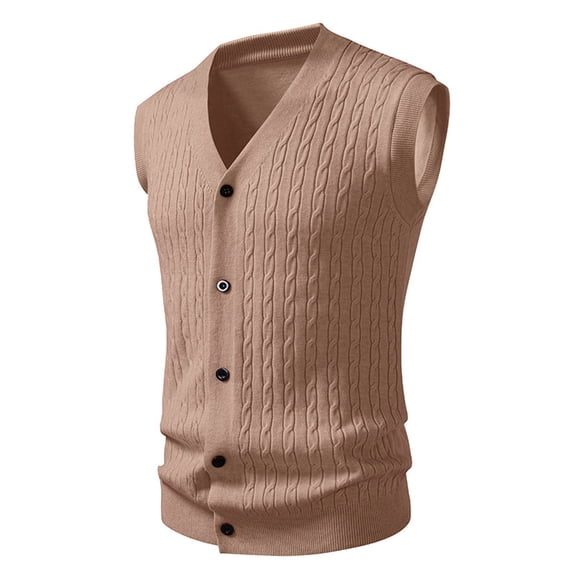 GBSYEWXS Men Vest Sweaters Outwear Sleeveless V-Neck Cardigan Solid ...