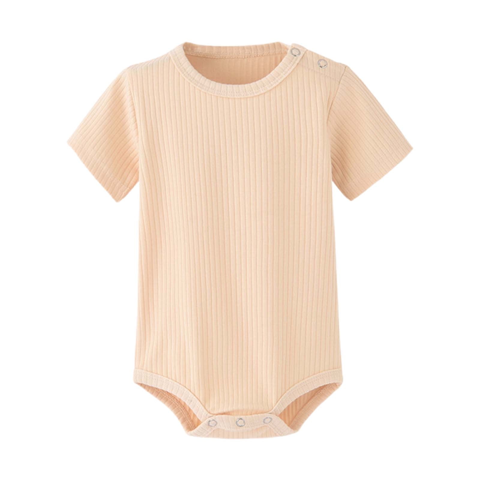 GBSYEWXS Newborn Infant Bodysuit Solid Color Short Sleeve Light Orange ...