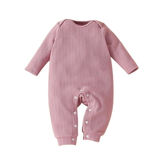 GBSYEWXS Newborn Infant Romper Long Sleeve Crew Neck Solid Color Outfit ...