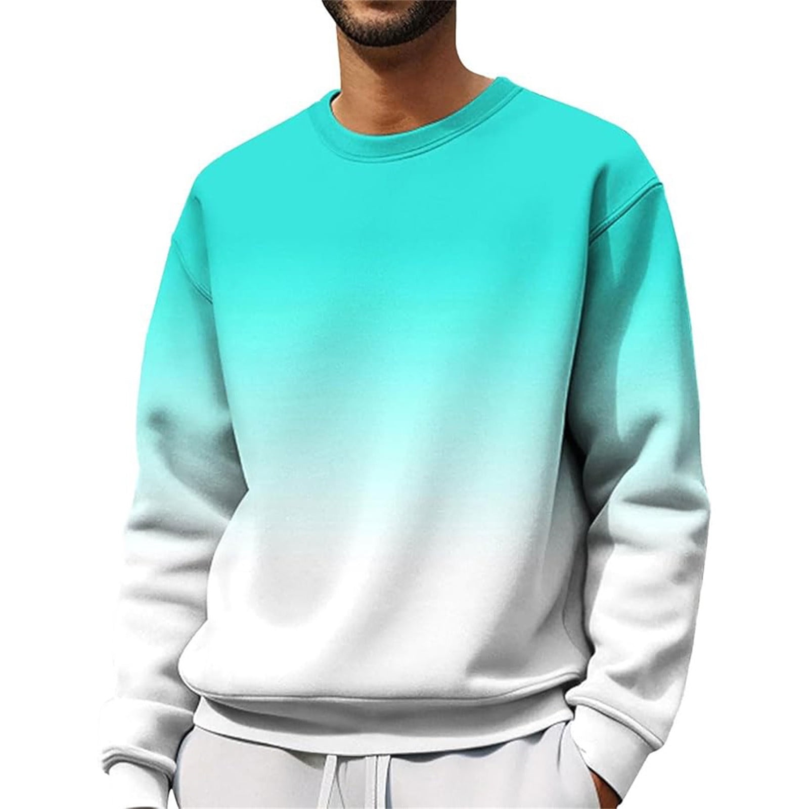 GBSYEWXS Pullover For Men Crew Neck Long Sleeve Mint Green Sweatshirts ...