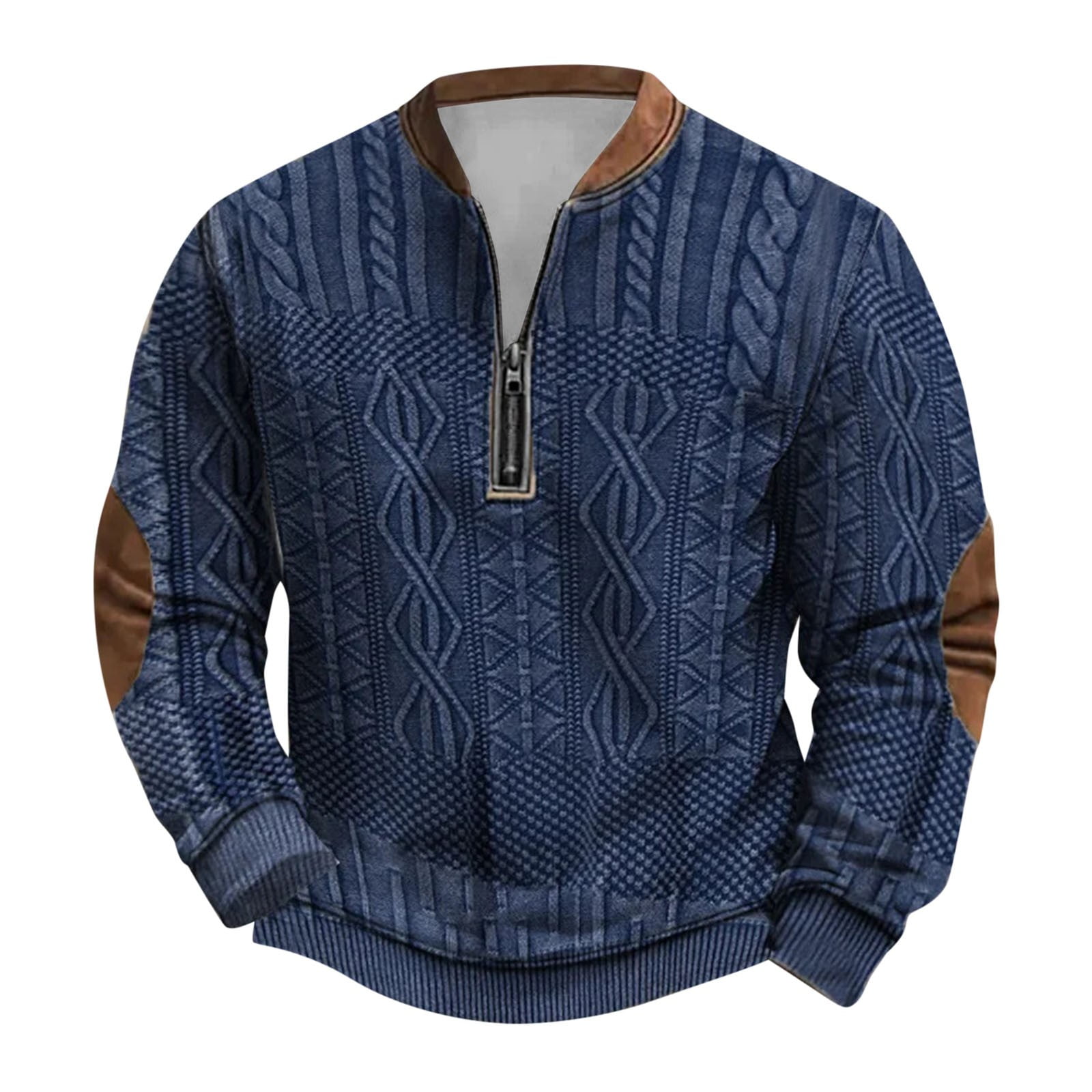 GBSYEWXS Pullover For Men Zip Mock Neck Long Sleeve Blue Sweatshirts ...