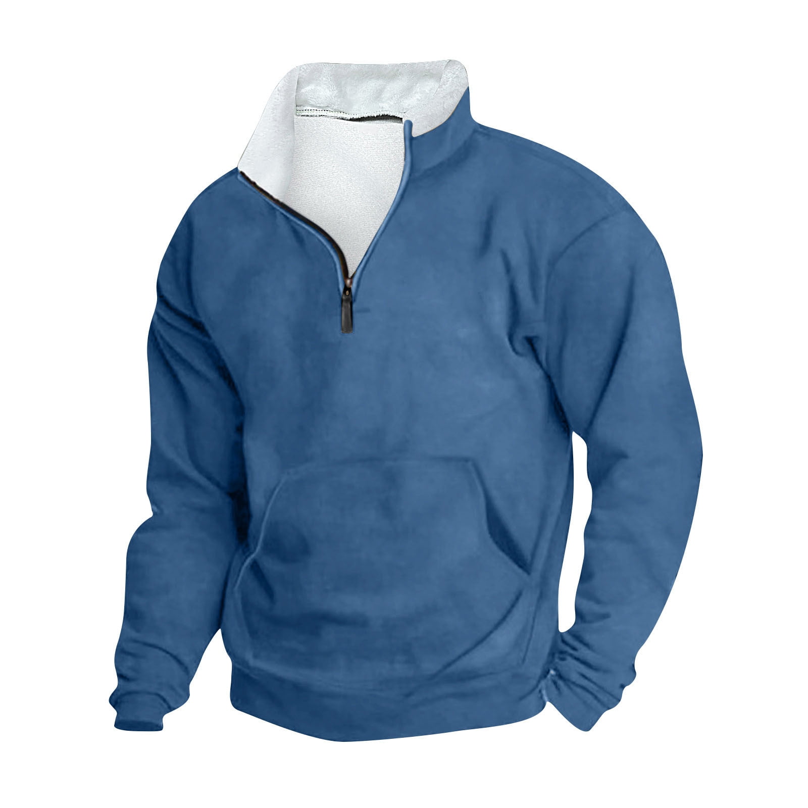 GBSYEWXS Pullover For Men Zip Mock Neck Long Sleeve Sky Blue Tops ...