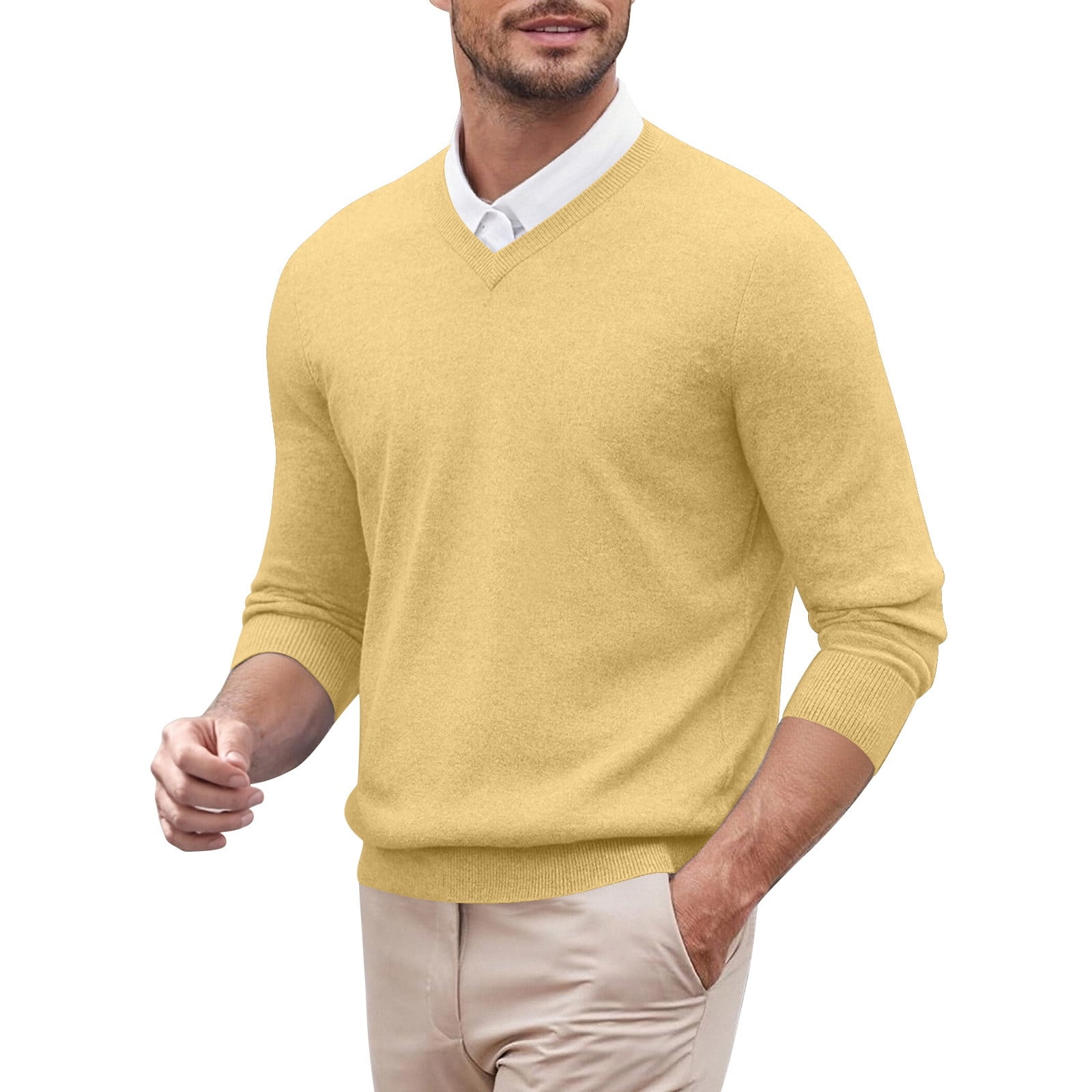 GBSYEWXS Pullover Sweater For Men Collared Long Sleeve Fashion Trendy ...