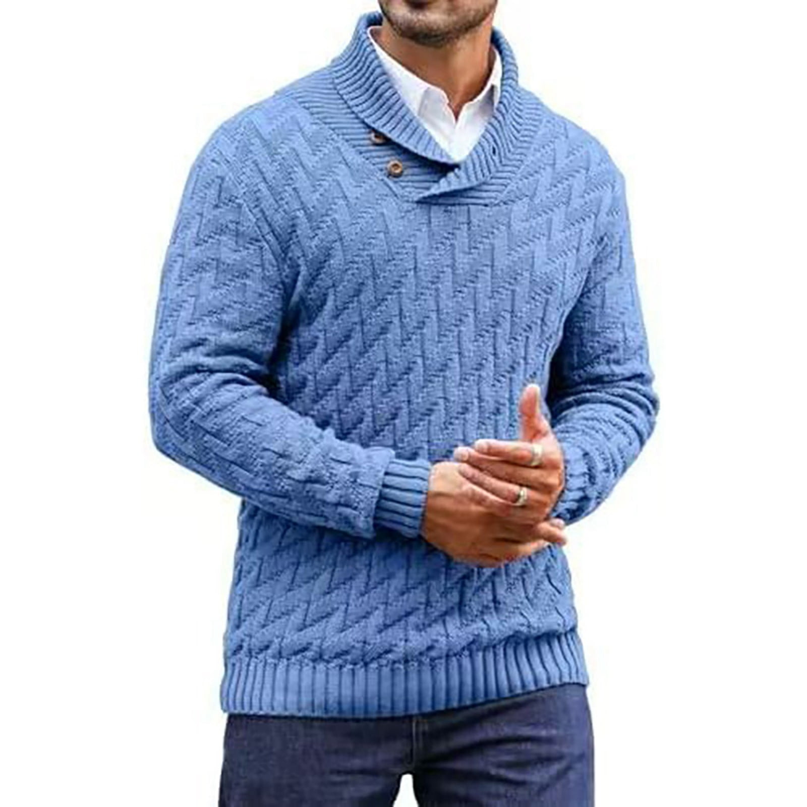 GBSYEWXS Pullover Sweater For Men Crew Neck Long Sleeve Base Fall Solid ...