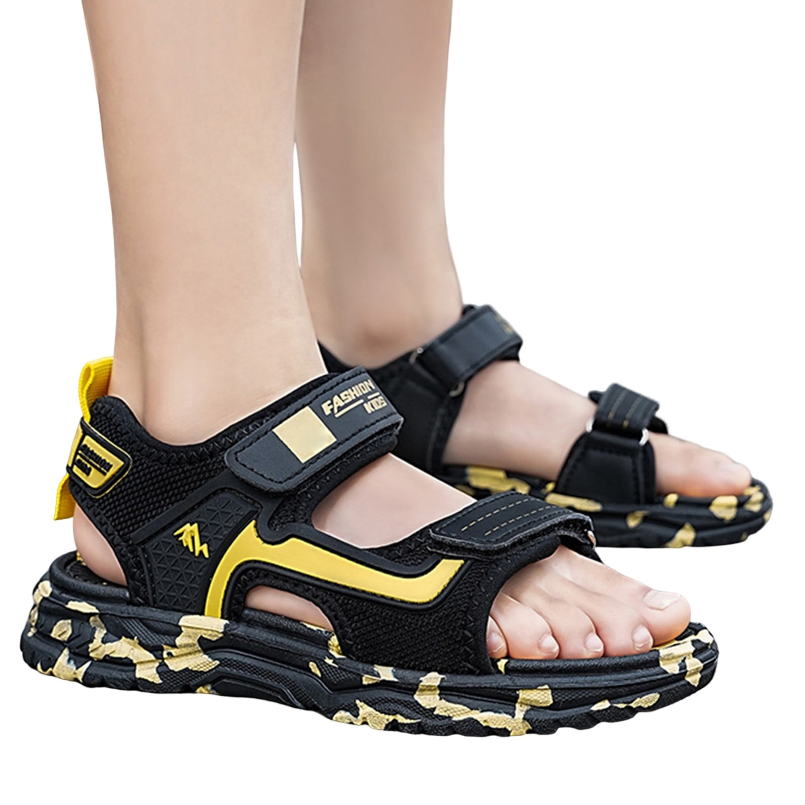 GBSYEWXS Sandals For Girls Kids 2025 Print Double Buckle Open Toe ...