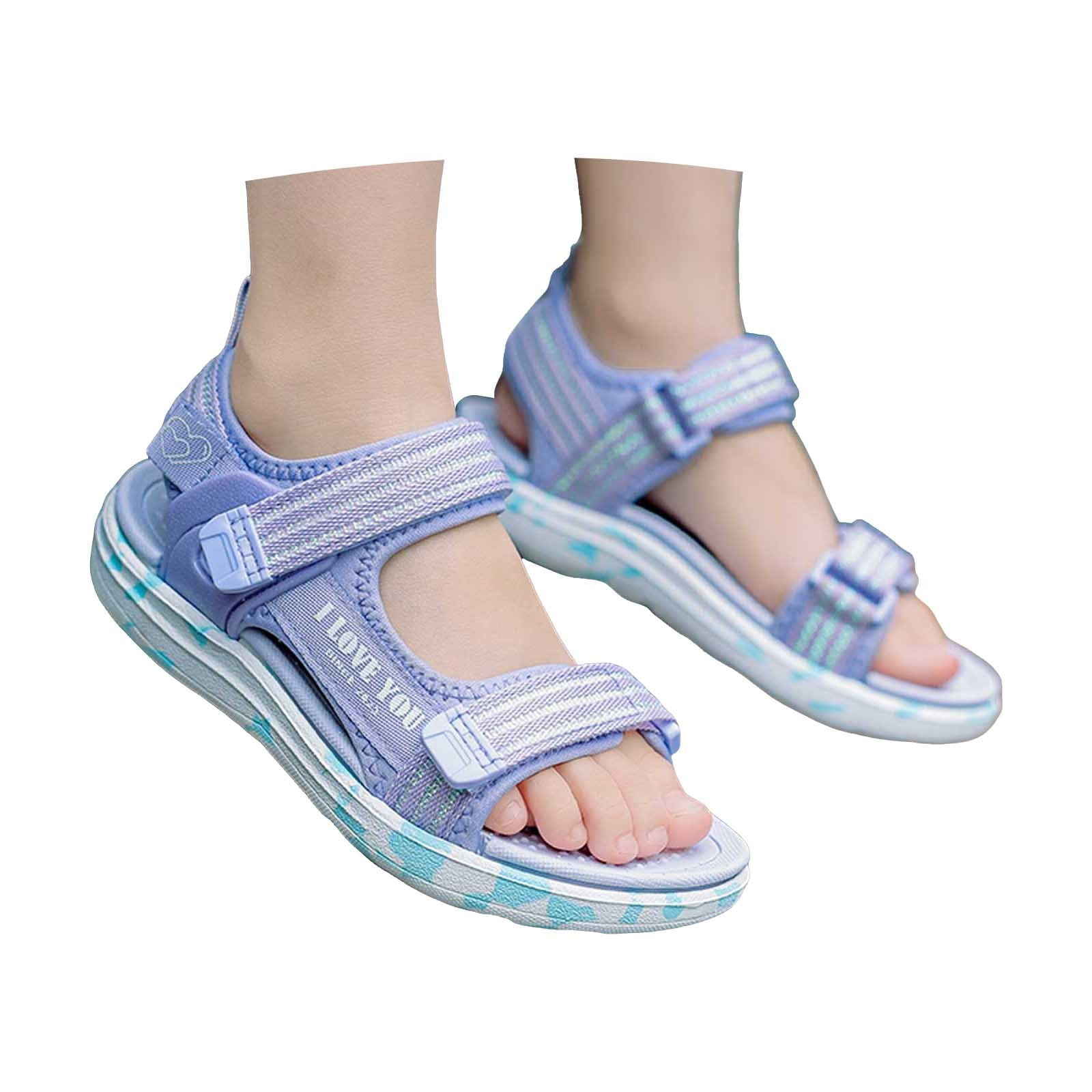 GBSYEWXS Sandals For Girls Kids Trendy Solid Color Double Buckle Open ...