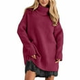 GBSYEWXS Sweaters For Women Red Crew Neck Long Sleeve Solid Color ...