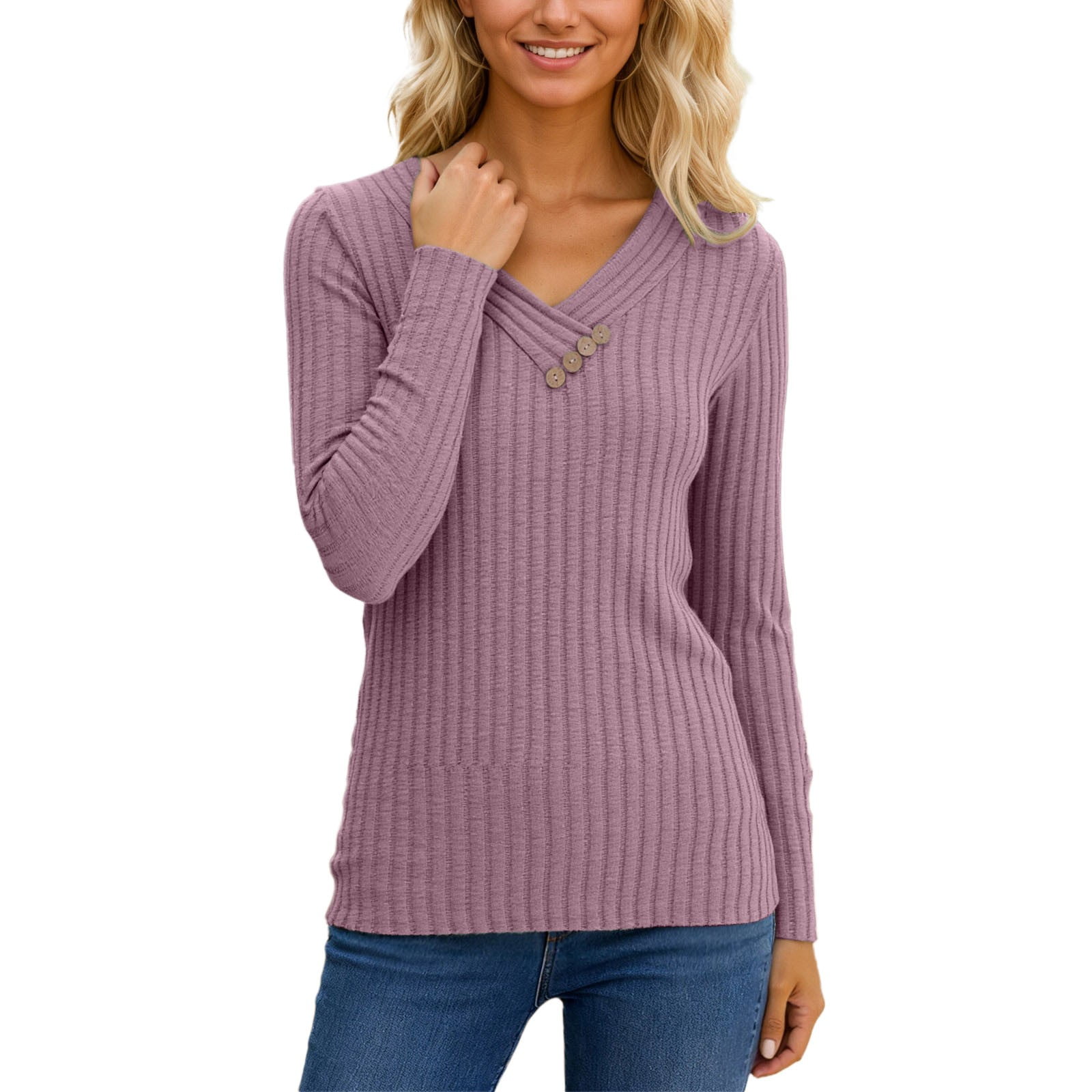 GBSYEWXS Sweaters For Women Stretch Outdoor Pullover Long Sleeve V-Neck ...