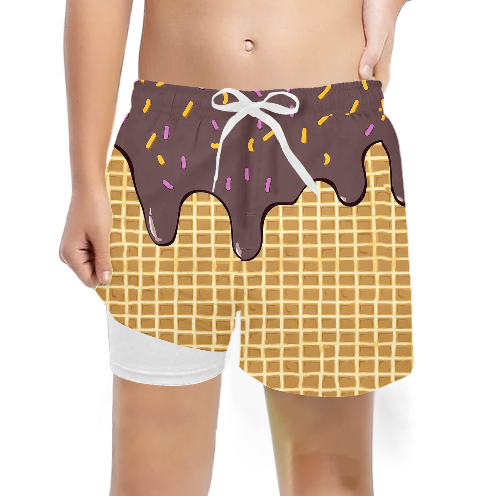 GBSYEWXS Swimsuit For Boys Child Ice Cream Print Summer Swimwear Cool Coffee Trunks Size 7-8 ...