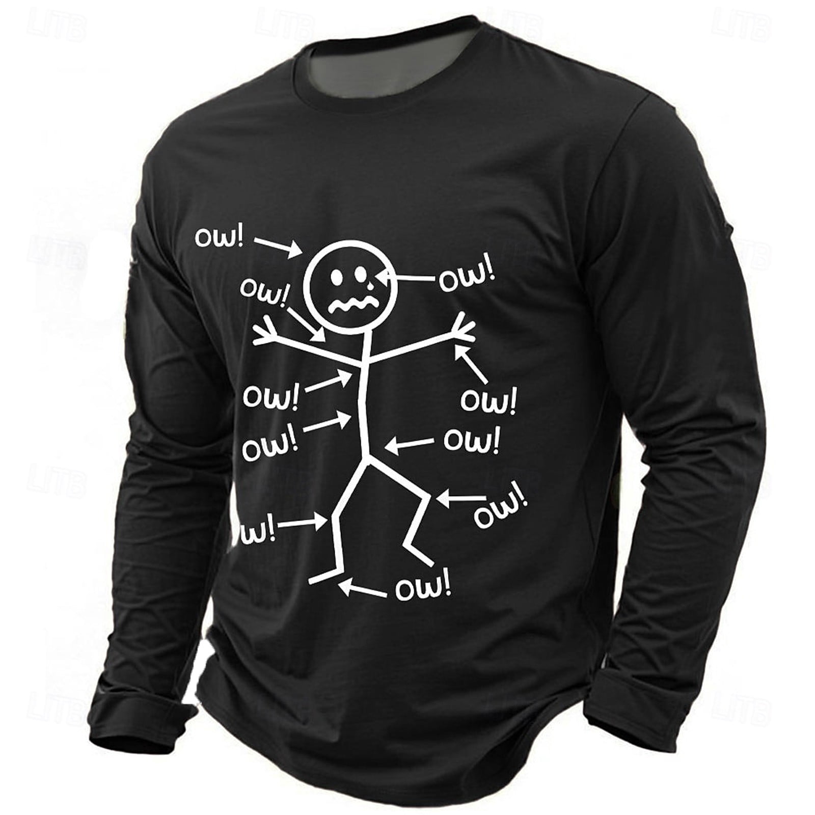 GBSYEWXS Tee For Men Crew Neck Long Sleeve Funny Print T-Shirts ...