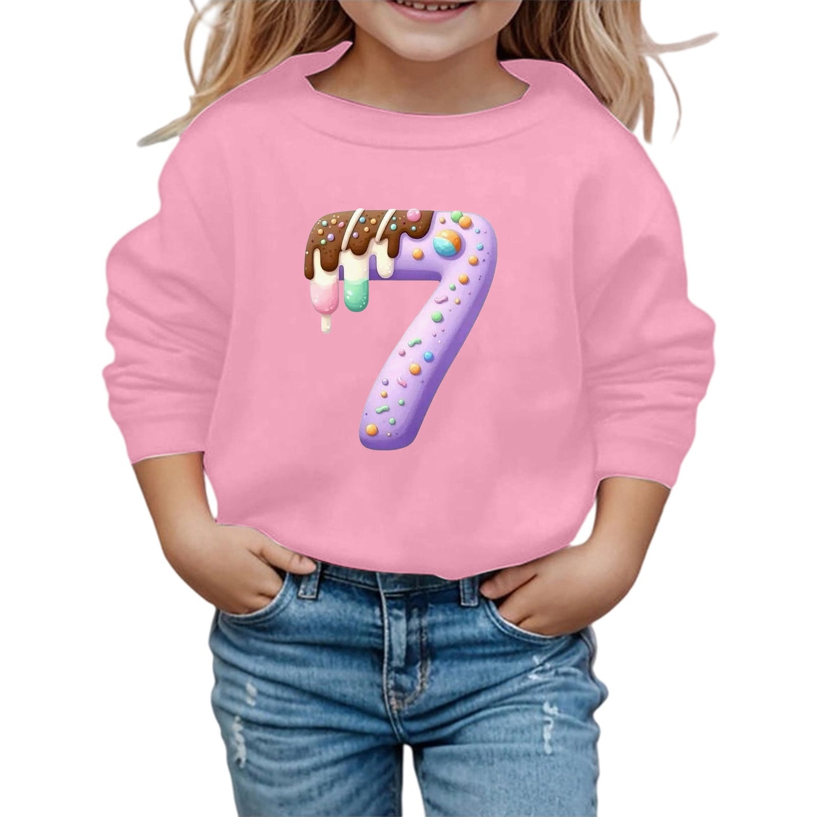GBSYEWXS Teen Big Girls Sweatshirts Crew Neck Long Sleeve Number Print ...