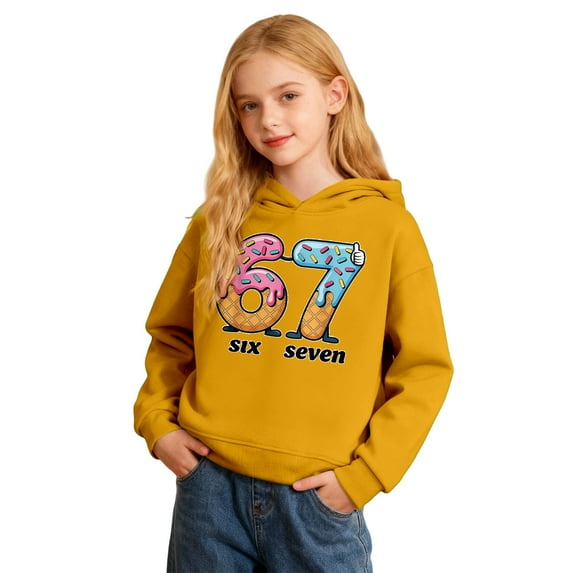 GBSYEWXS Teen Big Girls Tops Hooded Long Sleeve Number Print Fall ...