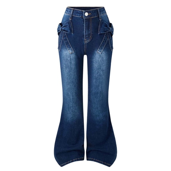 GBSYEWXS Teen Girls Jeans Flare-Leg Solid Color Comfortable Outdoor ...