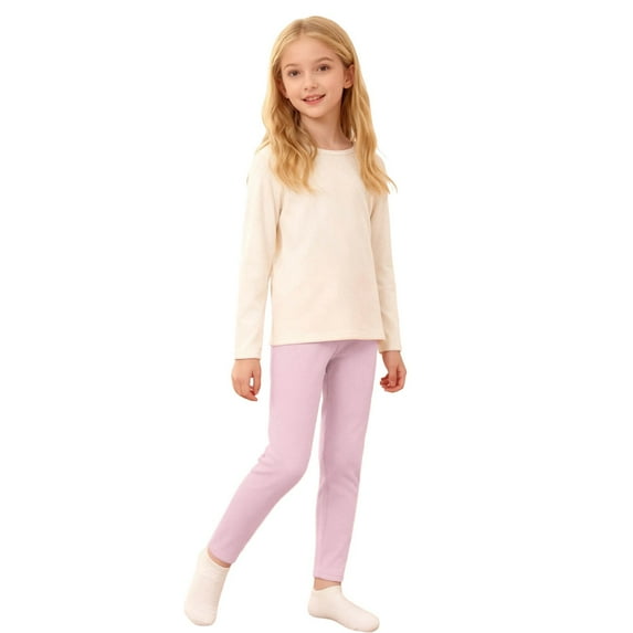 GBSYEWXS Teen Girls Leggings Slim-Leg Solid Color Fleece Lined ...