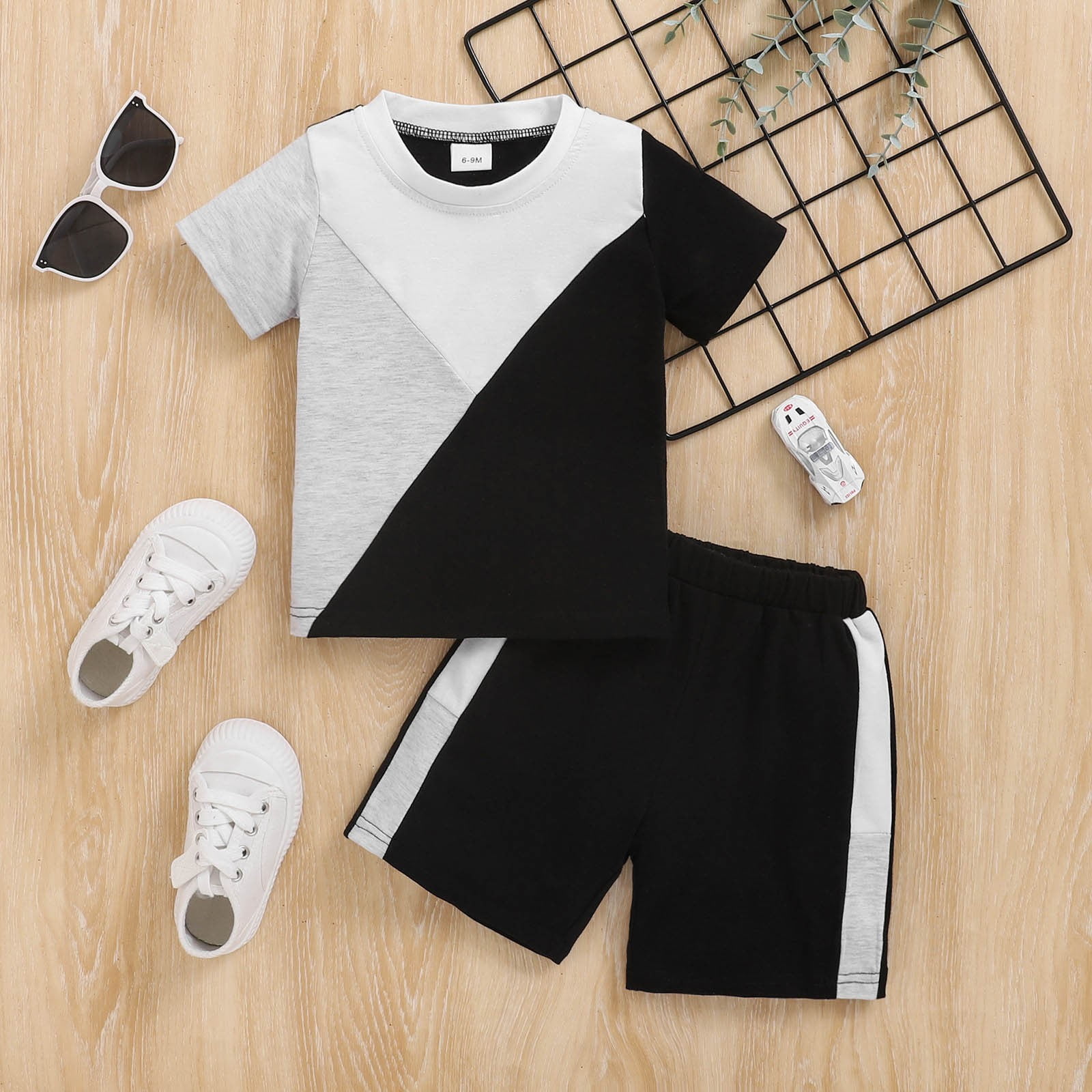 GBSYEWXS Toddler Boys Fshion Outfits Set Boys' Black & White Contrast ...