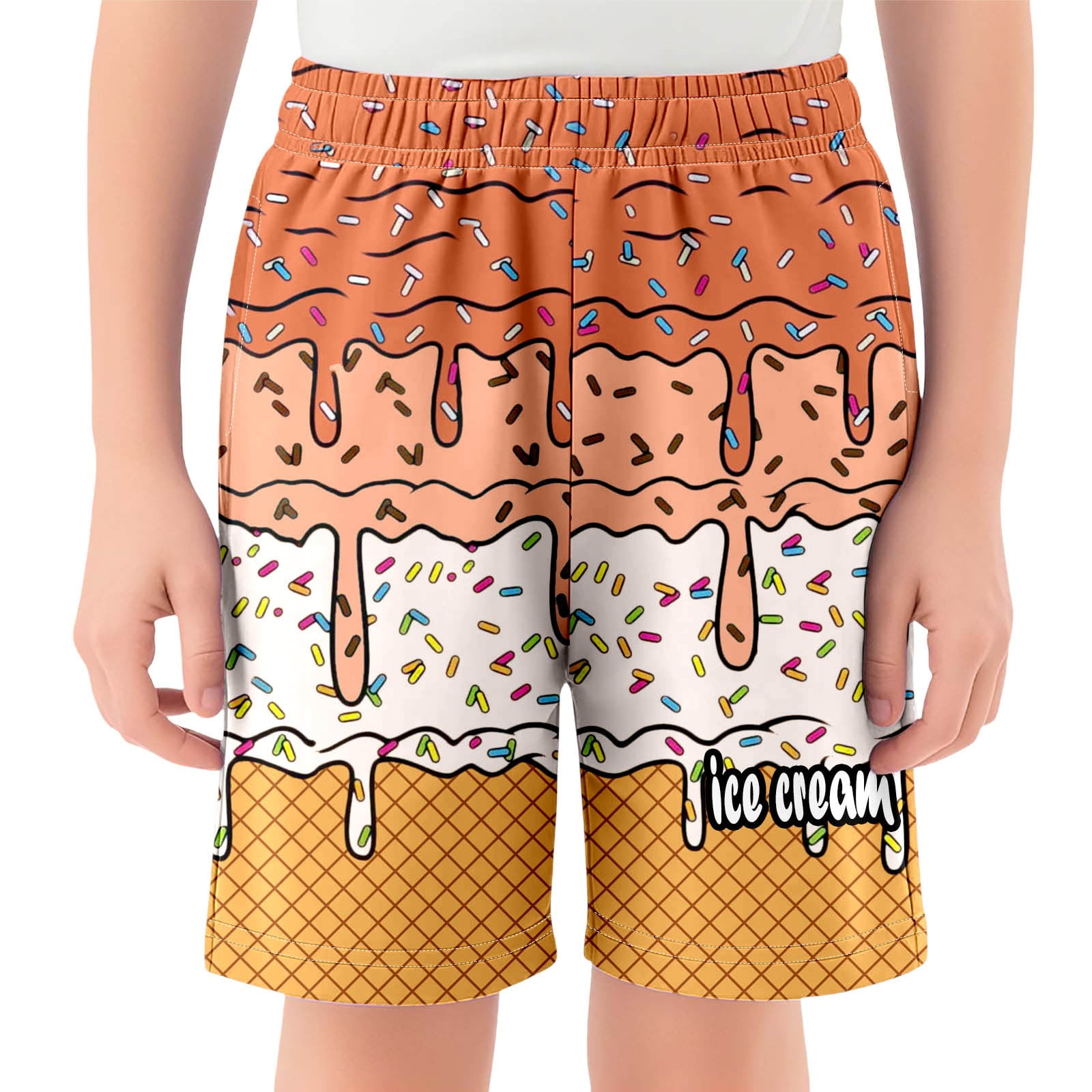 GBSYEWXS Toddler Children Girls Half Pant Elastic Waist Ice Cream Print ...