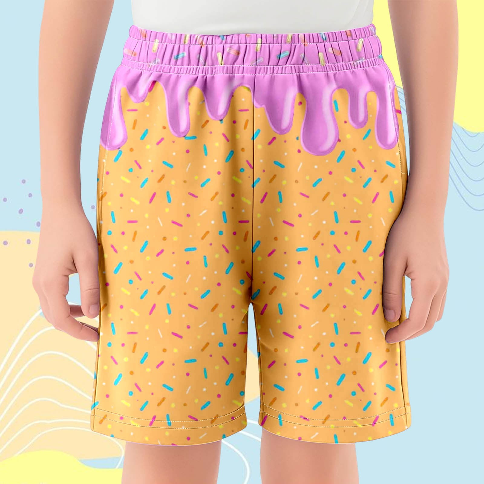 GBSYEWXS Toddler Children Girls Half Pant Elastic Waist Ice Cream Print ...