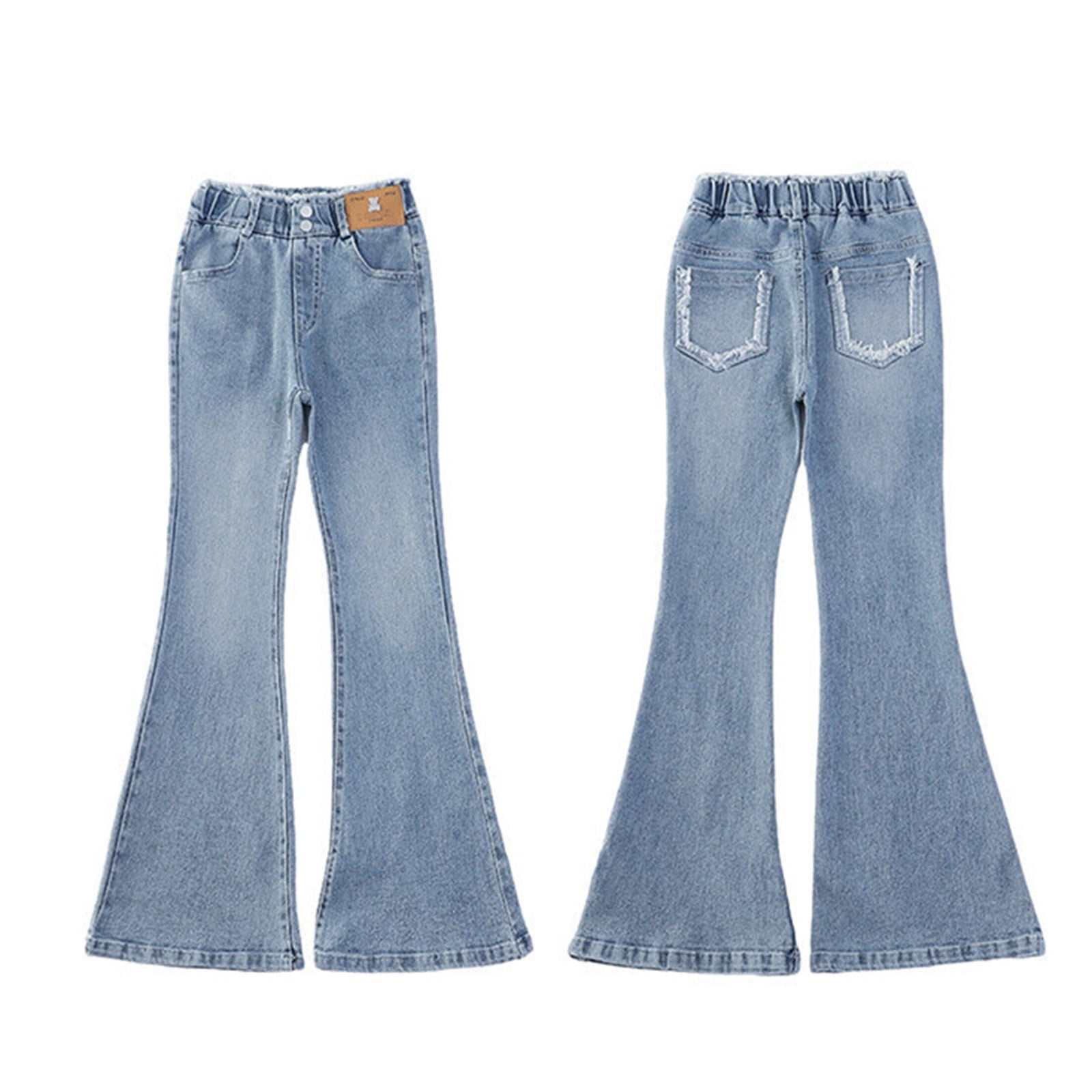 GBSYEWXS Toddler Children Girls Jeans Solid Color Flared Distressed ...