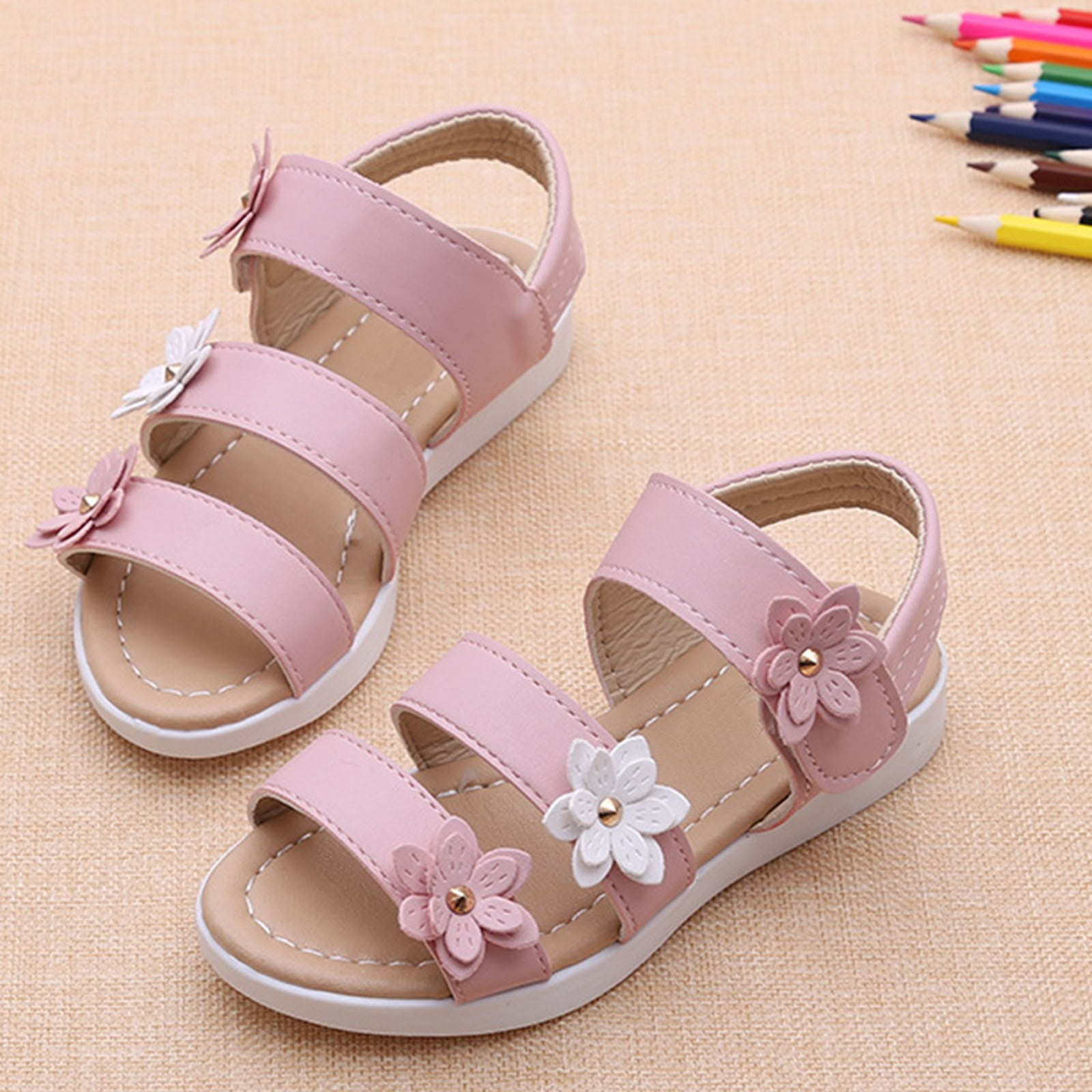GBSYEWXS Toddler Children Girls Sandals Size 7-8 Years Adjustable Ankle ...