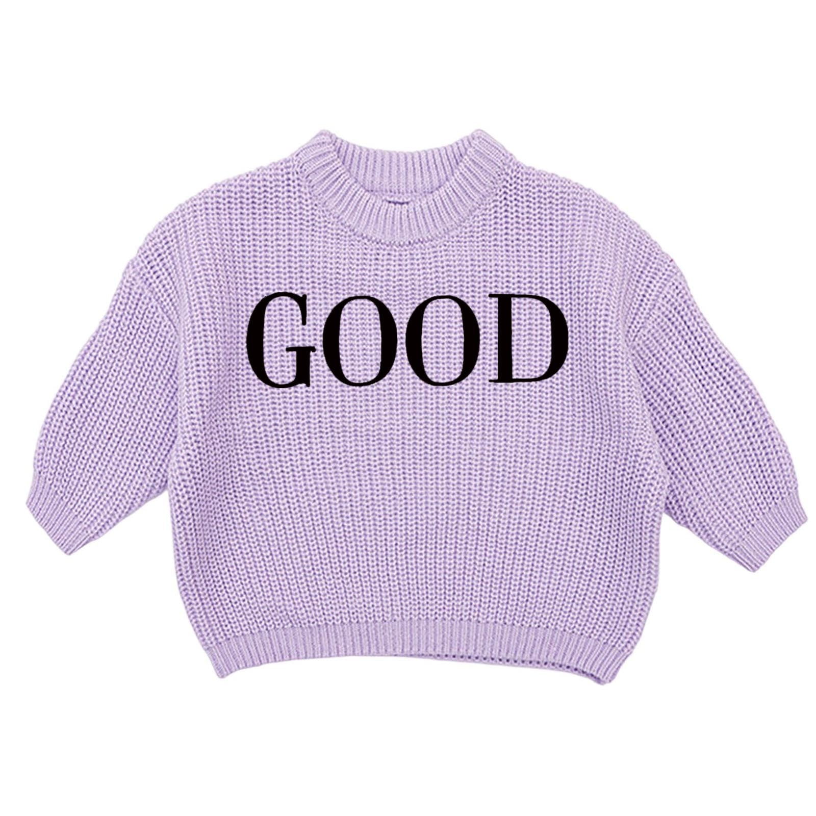 GBSYEWXS Toddler Kids Sweater Crew Neck Long Sleeve Letter Print Chunky ...