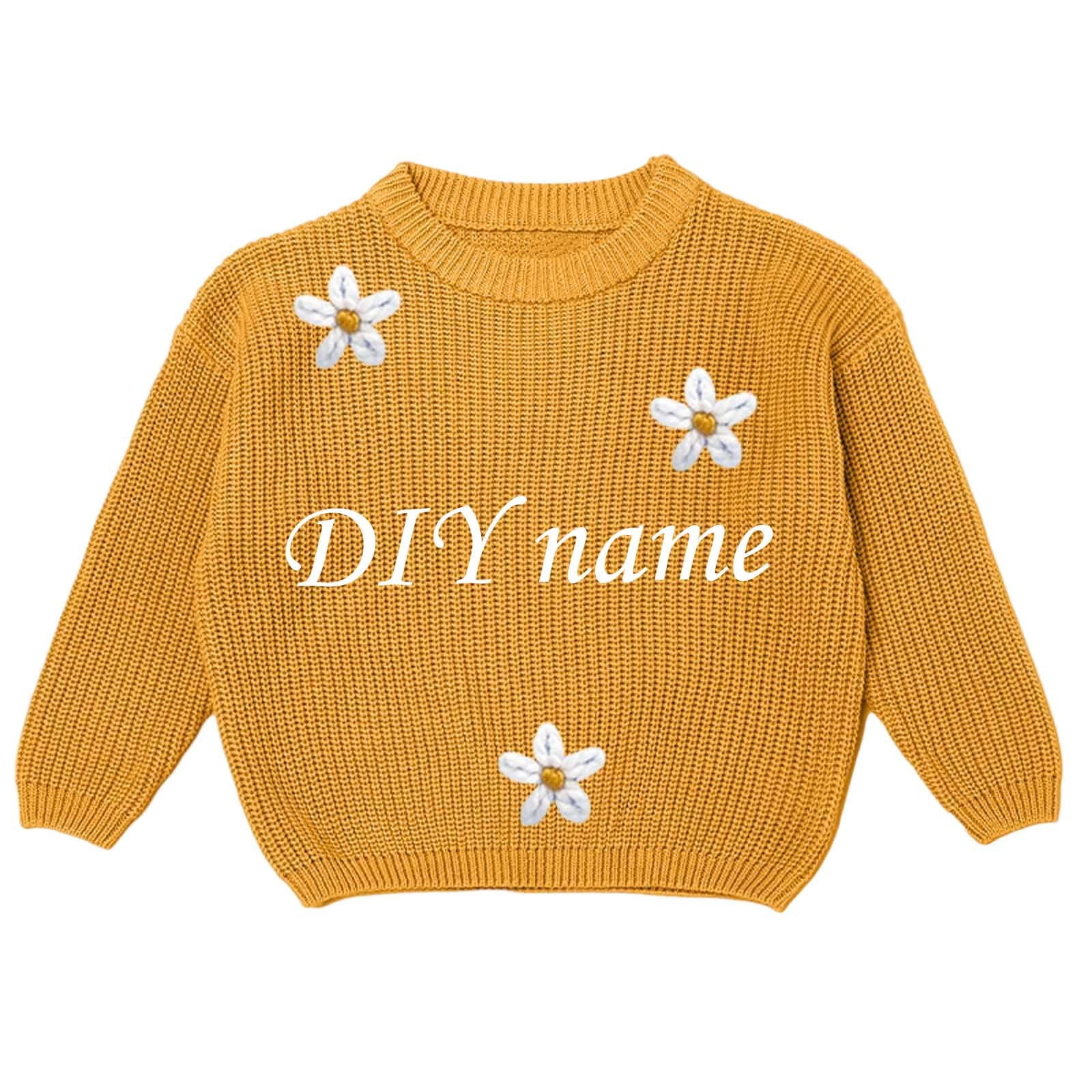 GBSYEWXS Toddler Kids Sweater Embroidery Letter Print Long Sleeve ...