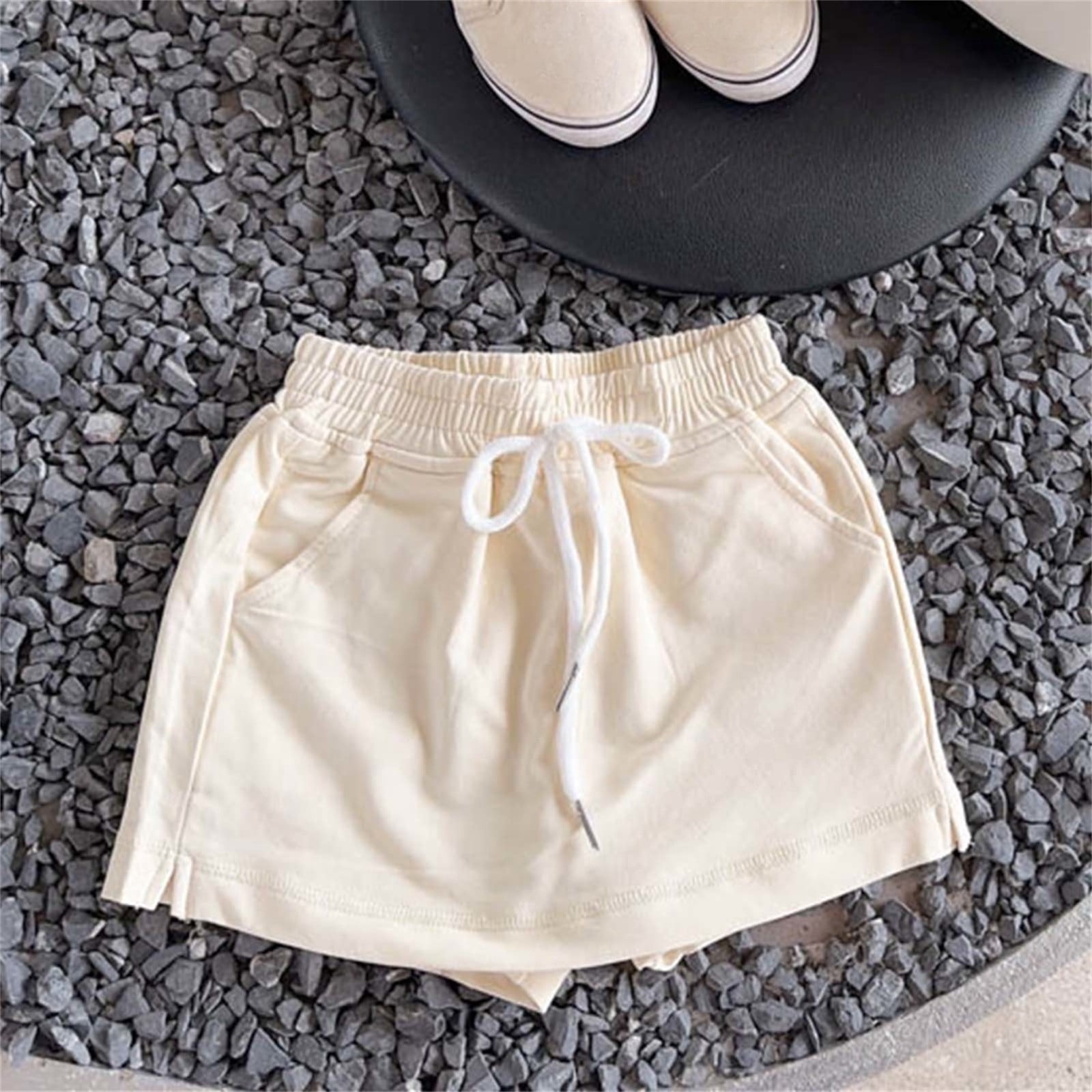GBSYEWXS Toddler Teen Girls Half Pant Solid Color Trendy Shorts White ...